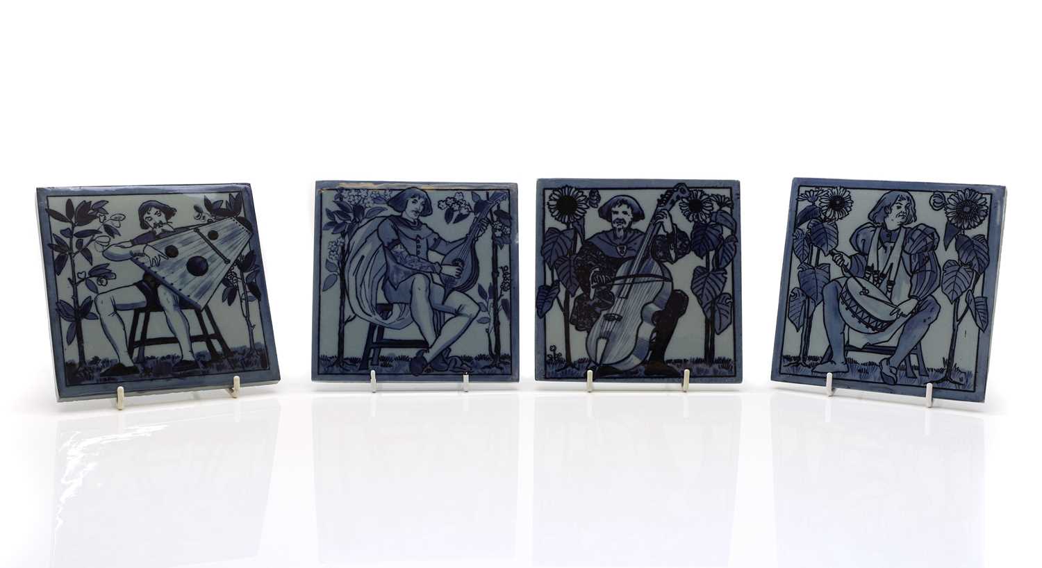 Lot 216 - A set of four W.T. Copeland pottery tiles