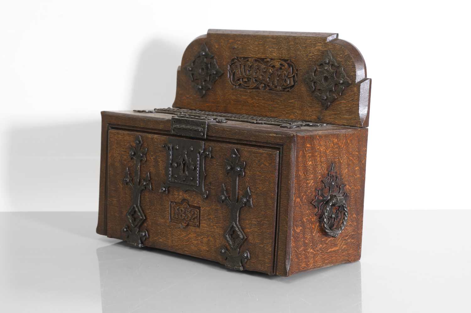 Lot 78 - An oak Gothic Revival postbox,