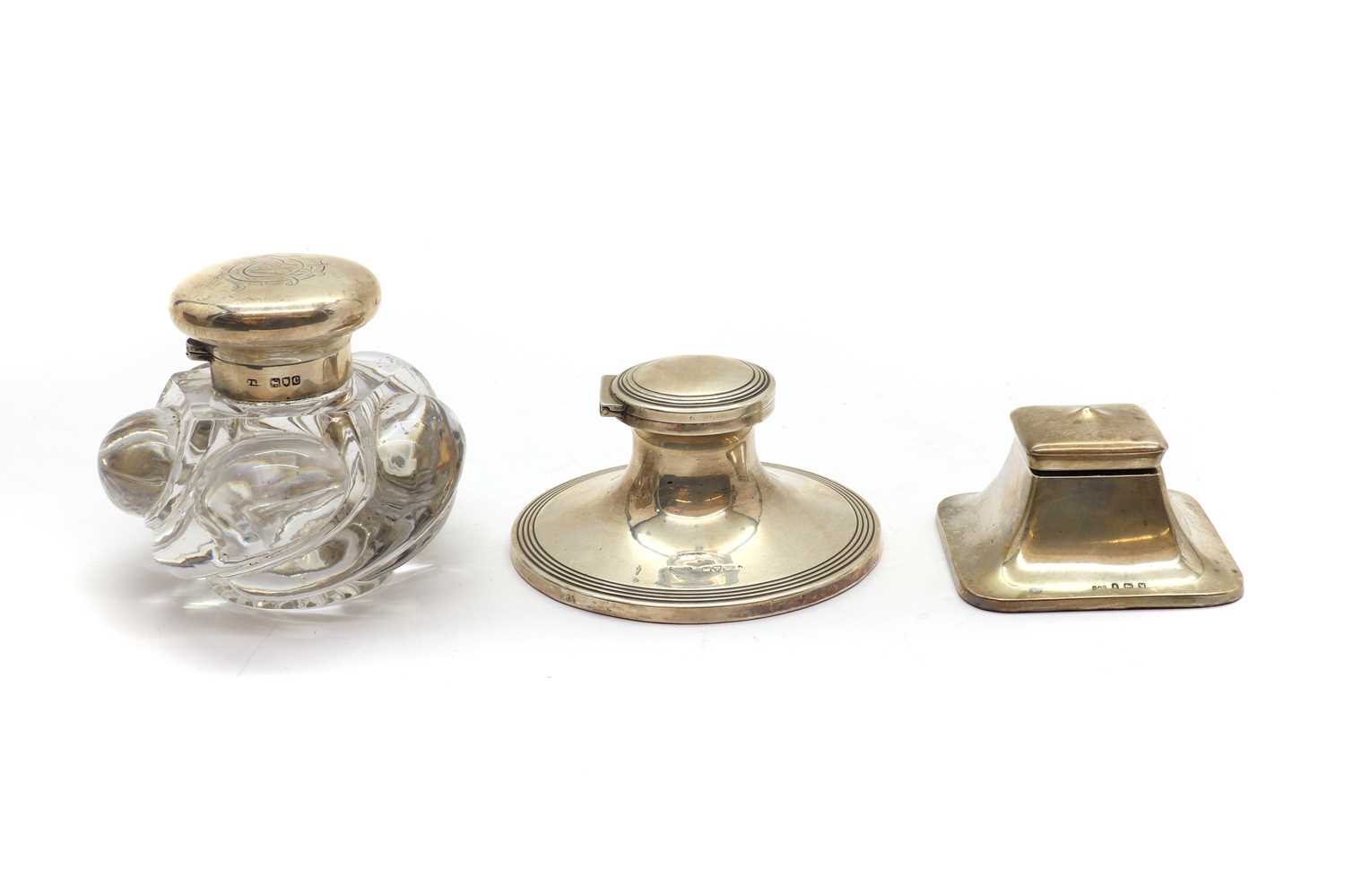 Lot 60 - A silver inkwell,