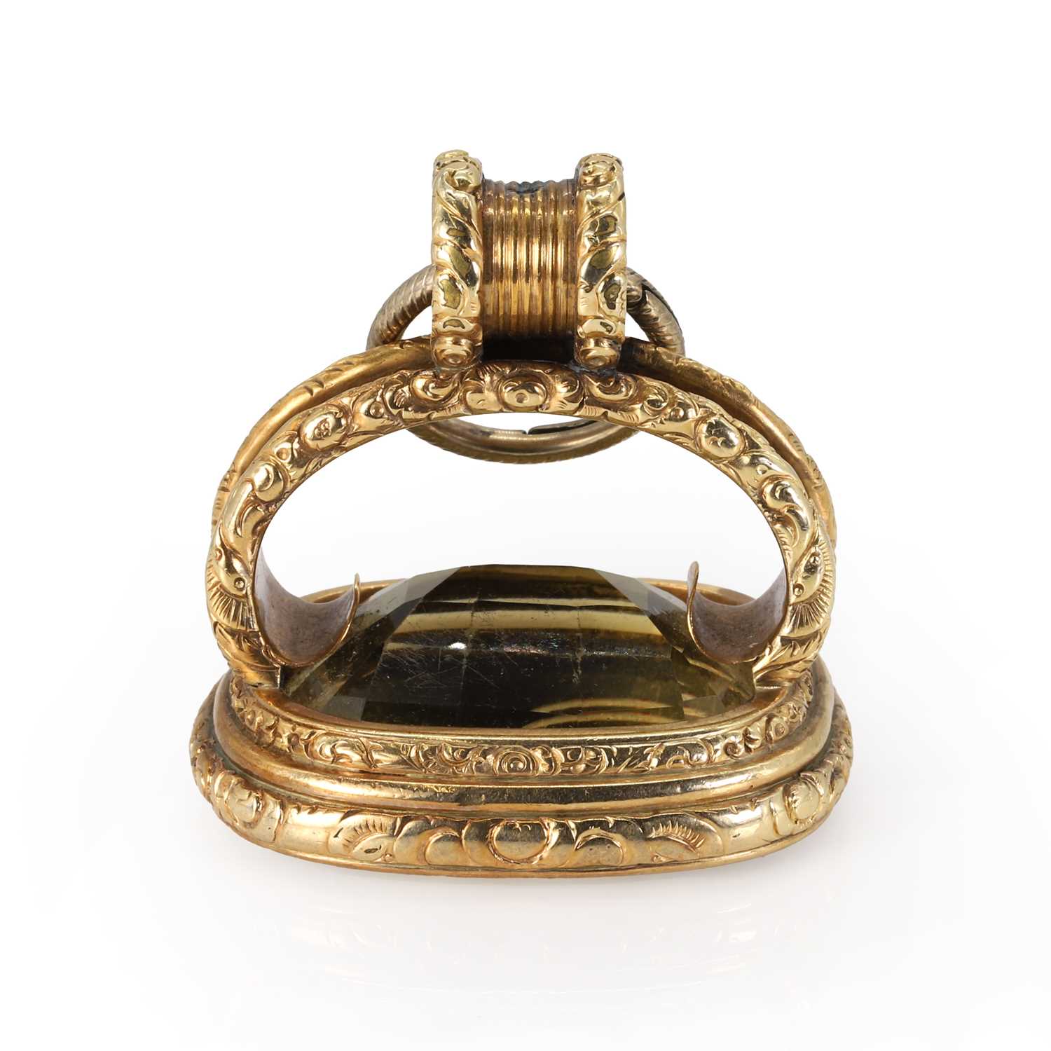 Lot 269 - A 19th century gold mounted fob seal with