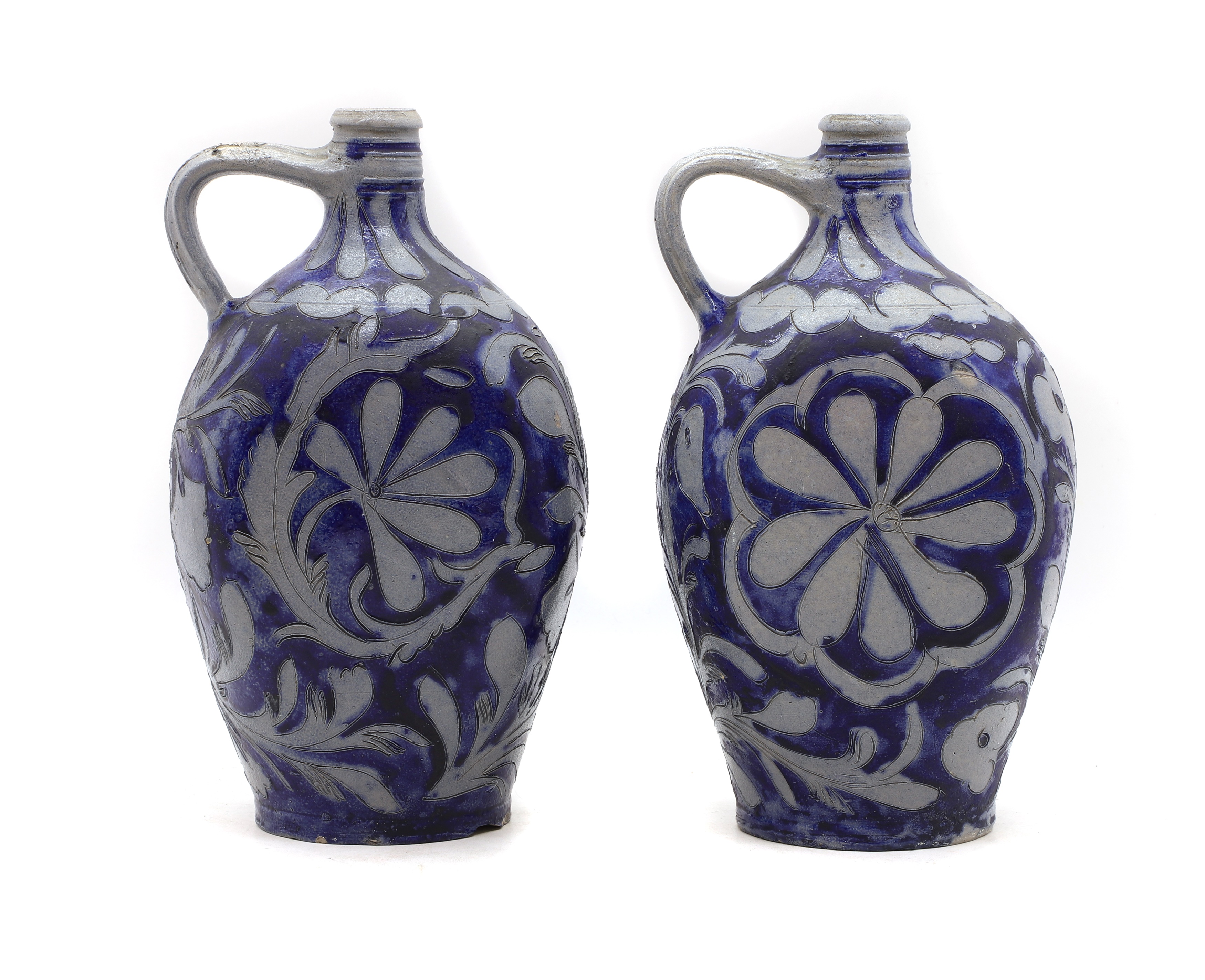 Lot 115 - A pair of Westerwald style German salt