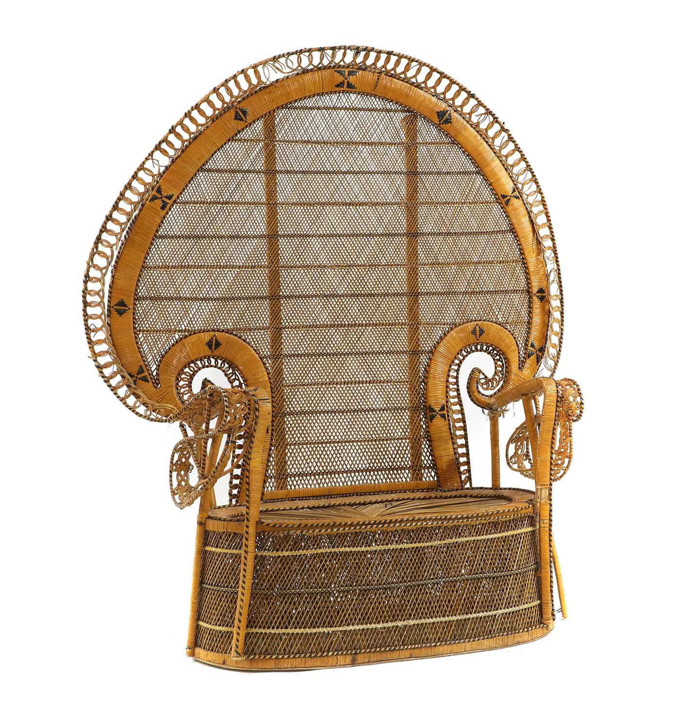 Lot 537 - Two large wicker peacock chairs,