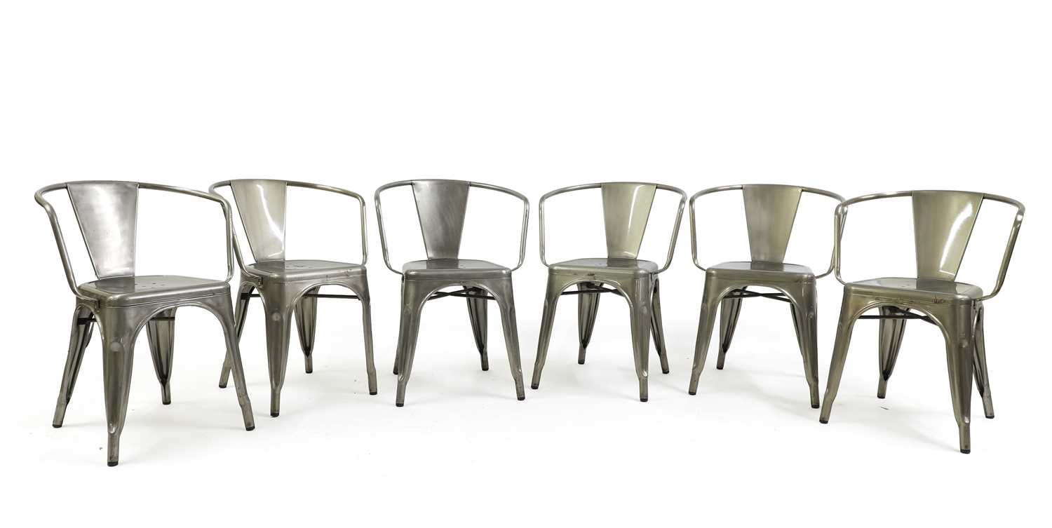 Lot 563 - A set of six metal cafe chairs