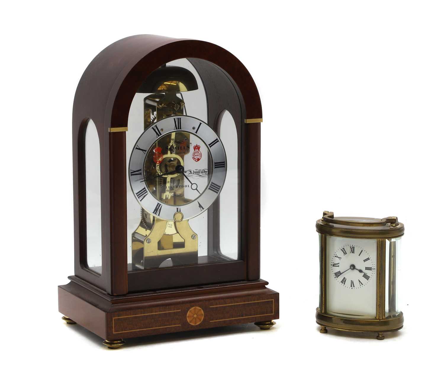 Lot 300 - A Sewills of Liverpool skeleton mantle clock,
