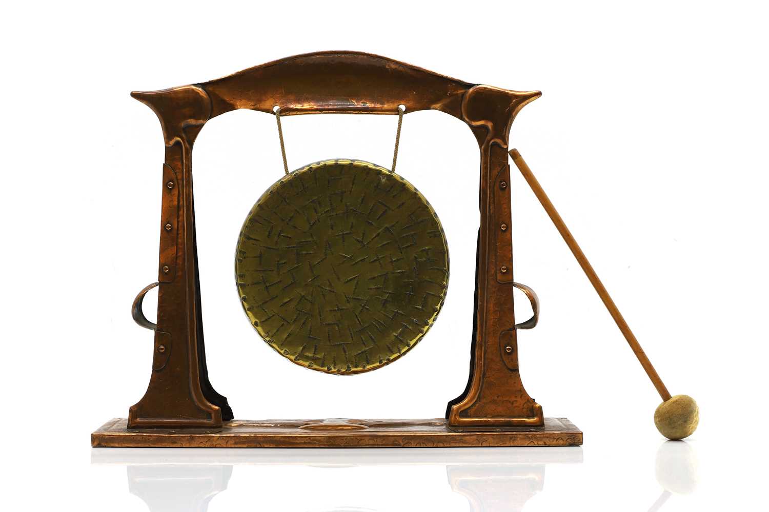 Lot 250 - An Art Nouveau planished copper and brass