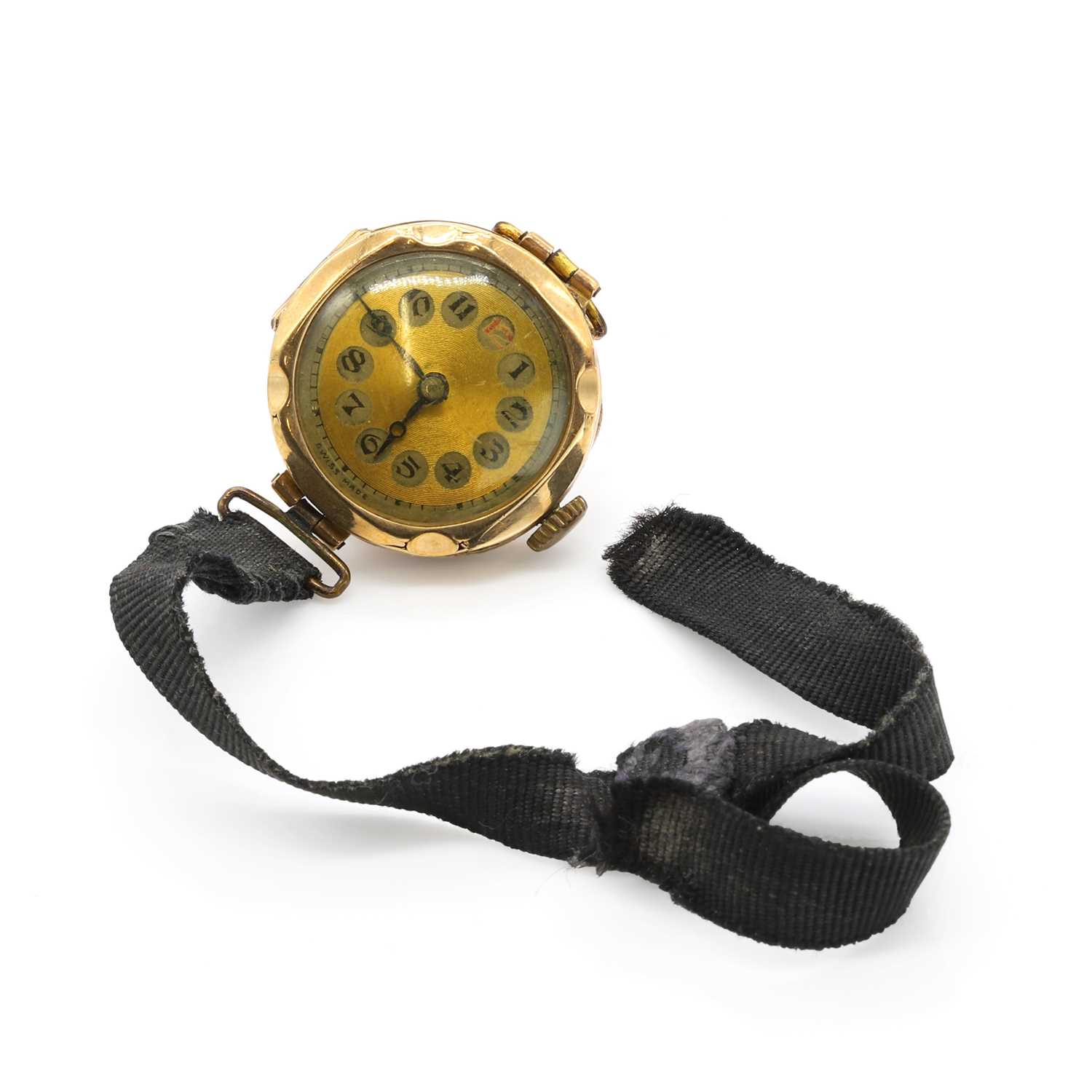 Lot 416 - A 9ct gold mechanical strap watch,