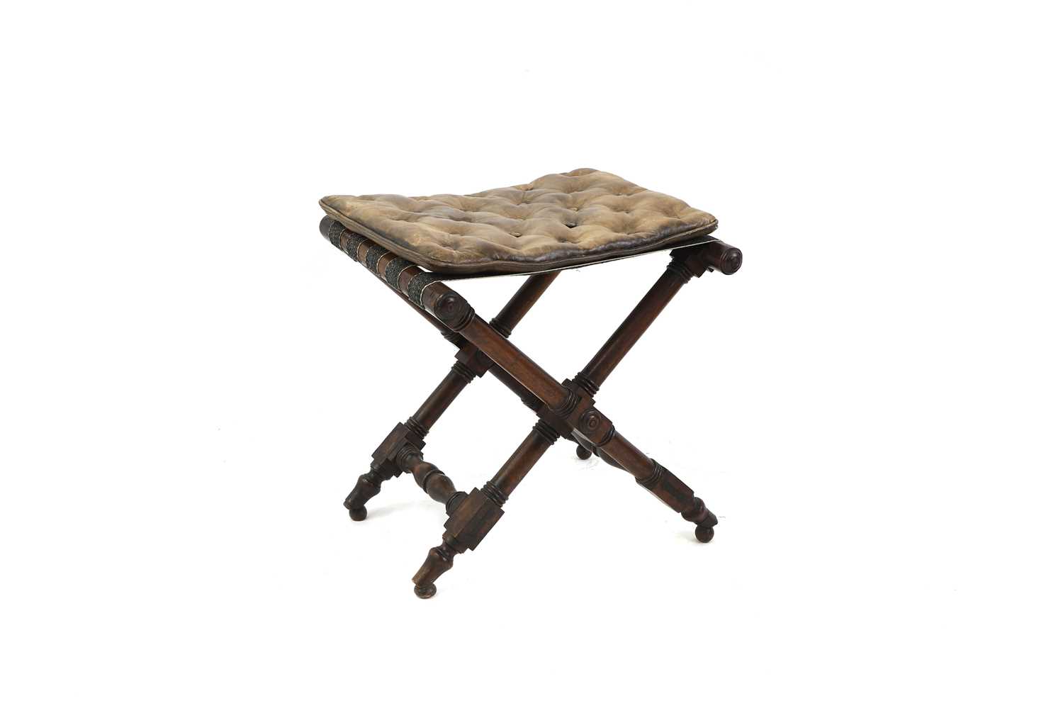 Lot 475 - A mahogany folding luggage rack stool,