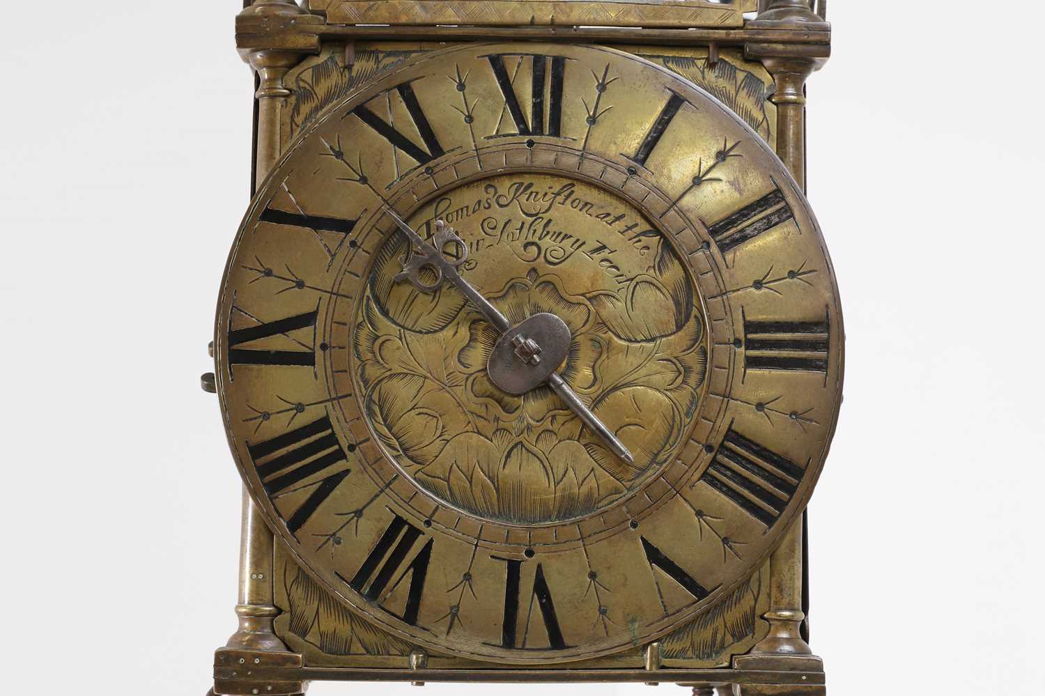 Lot 290 - A brass lantern clock,