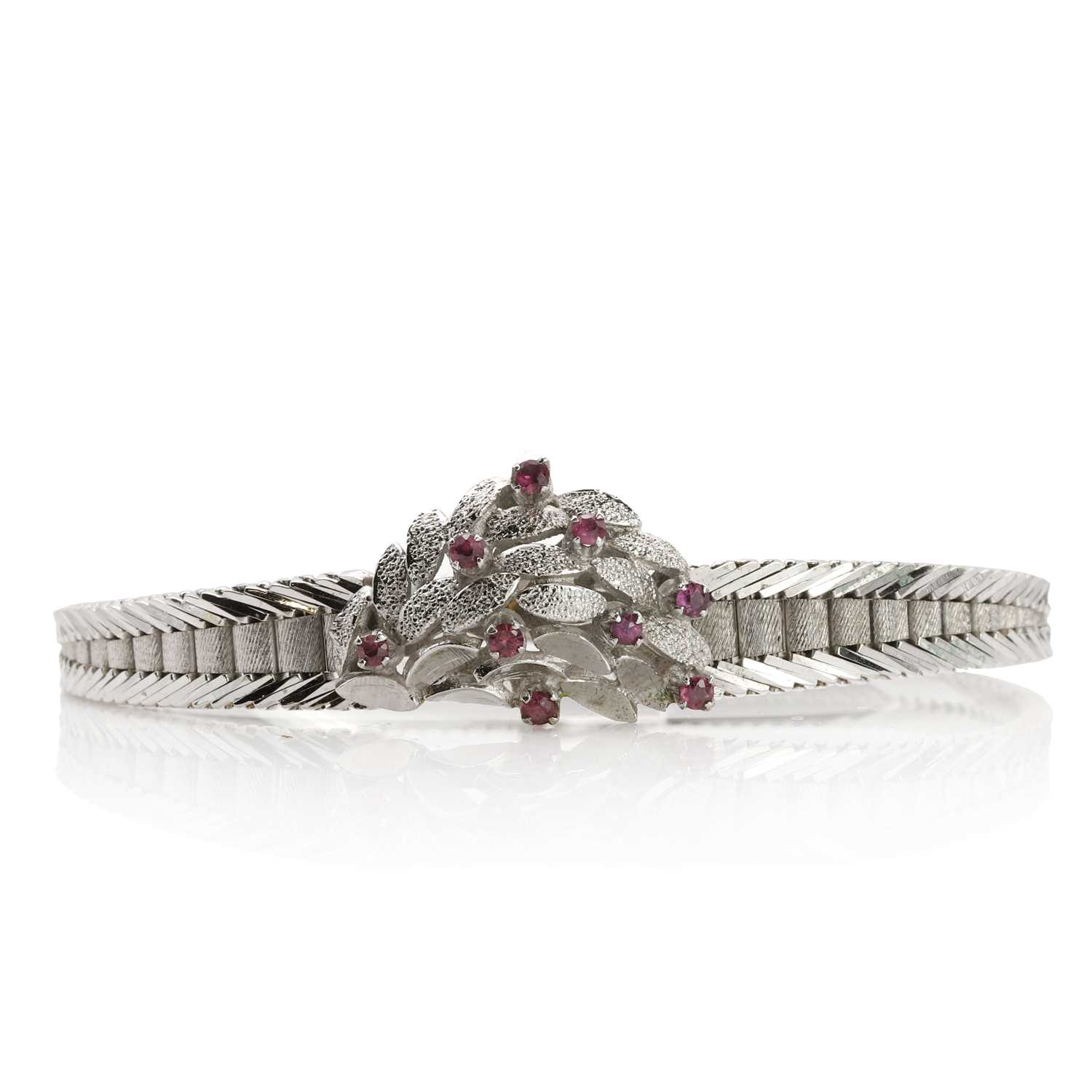 Lot 45 - An Italian gold ruby bracelet, c.1960,