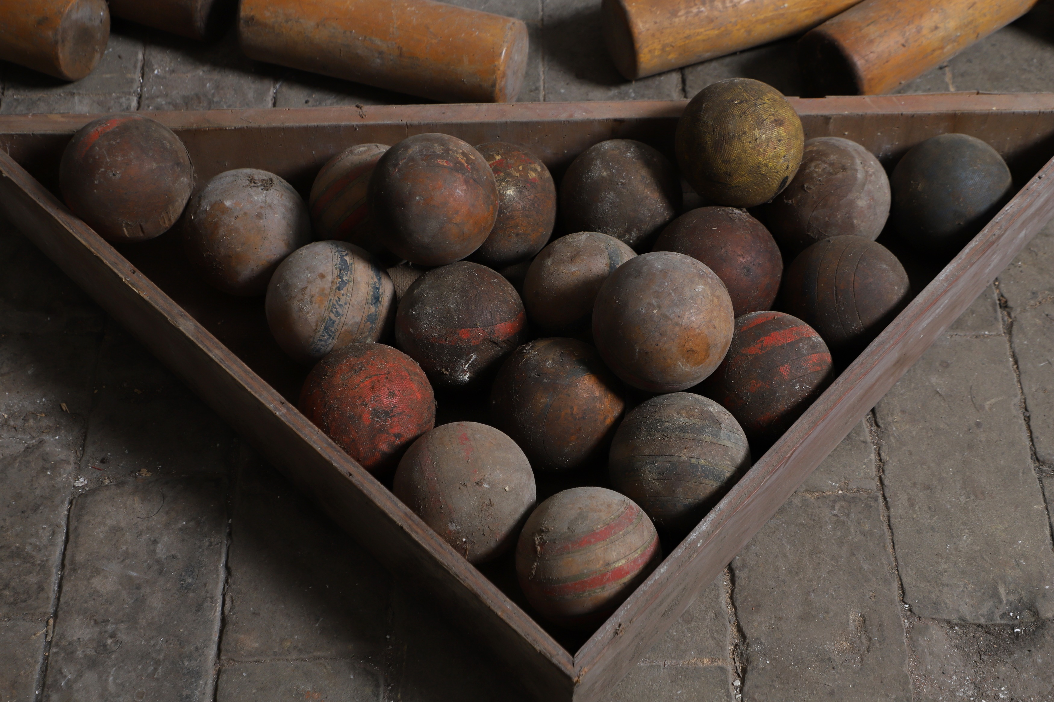 Lot 398 - A group of eight croquet mallets,