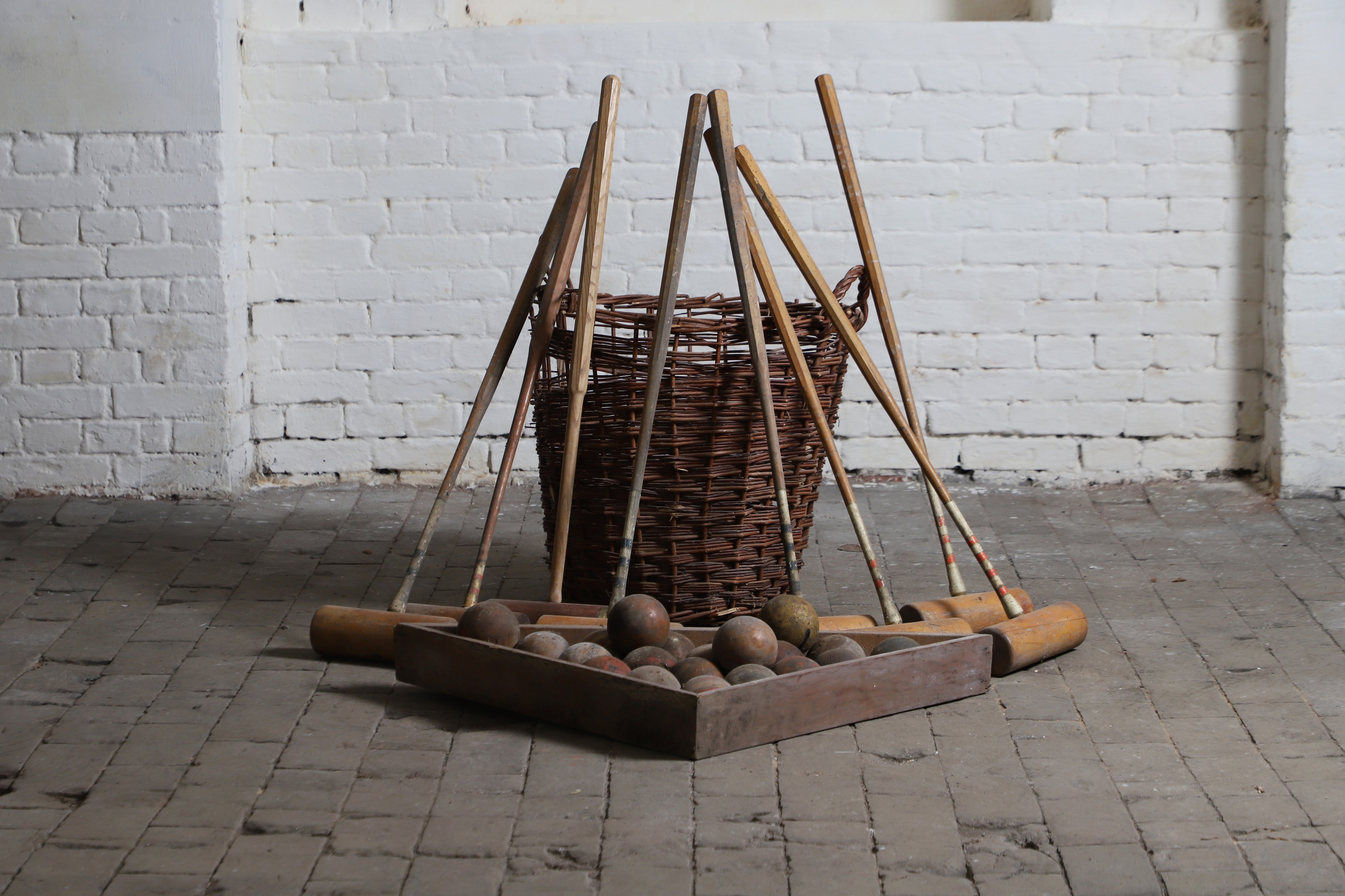 Lot 398 - A group of eight croquet mallets,