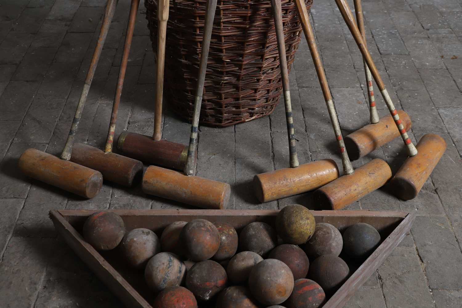 Lot 398 - A group of eight croquet mallets,