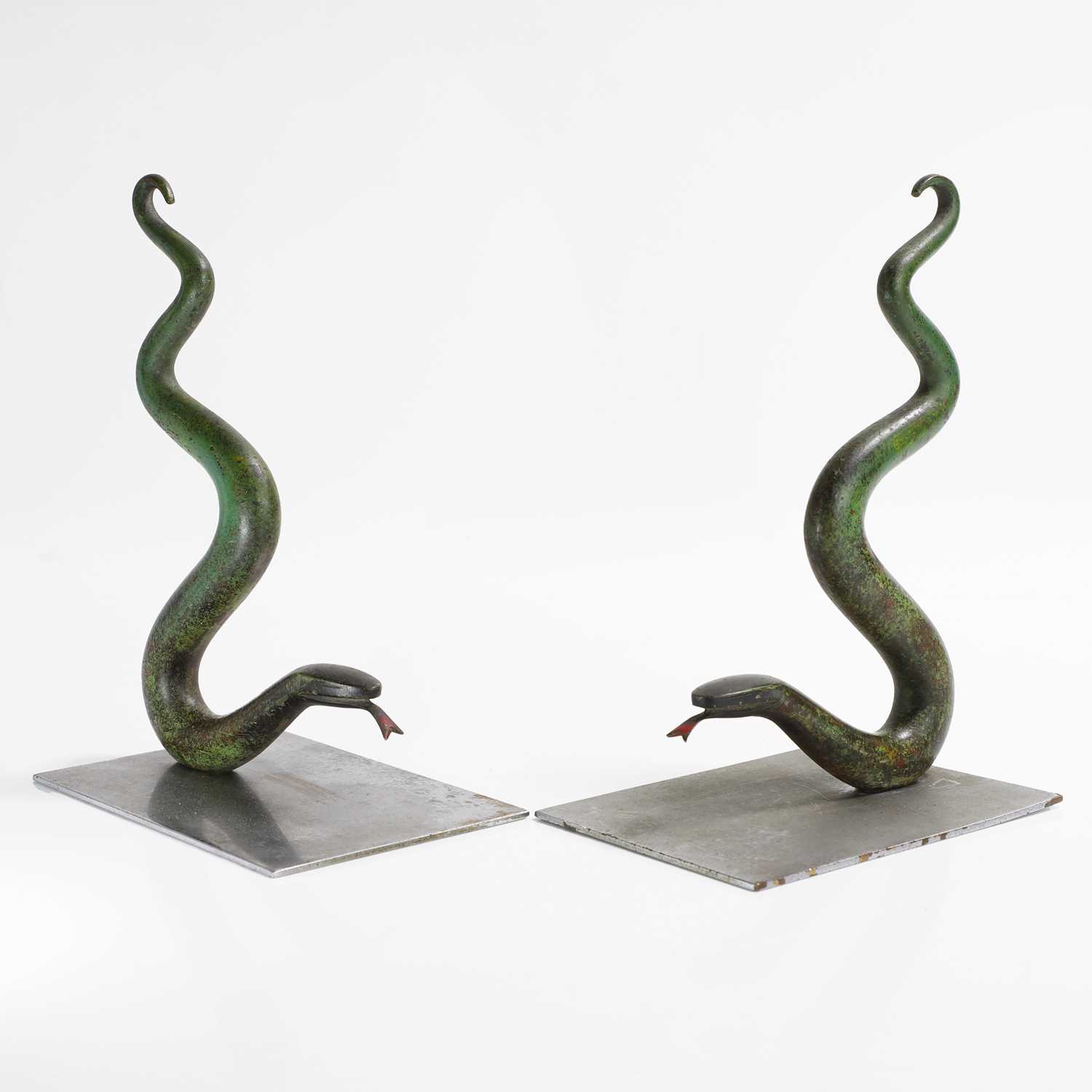 Lot 393 - A pair of Art Deco snake bookends,