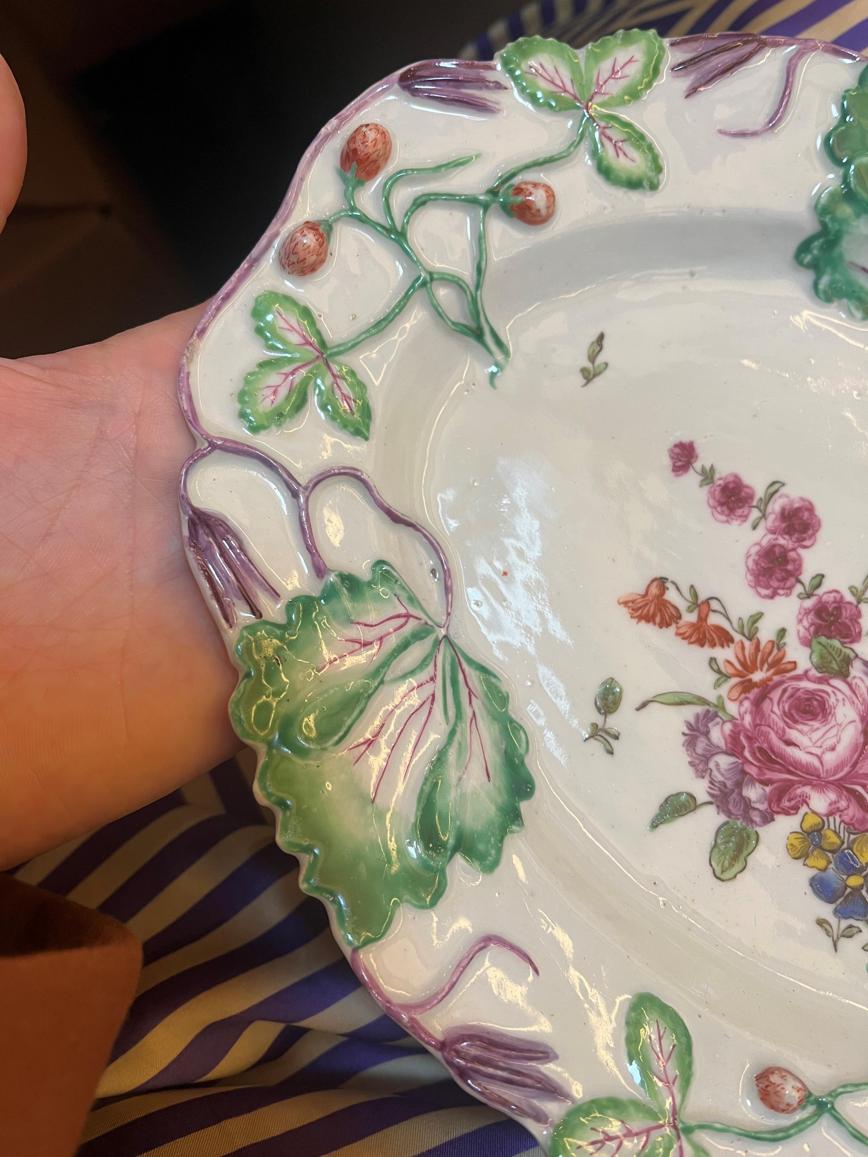 Lot 103 - A Longton Hall relief moulded porcelain dish