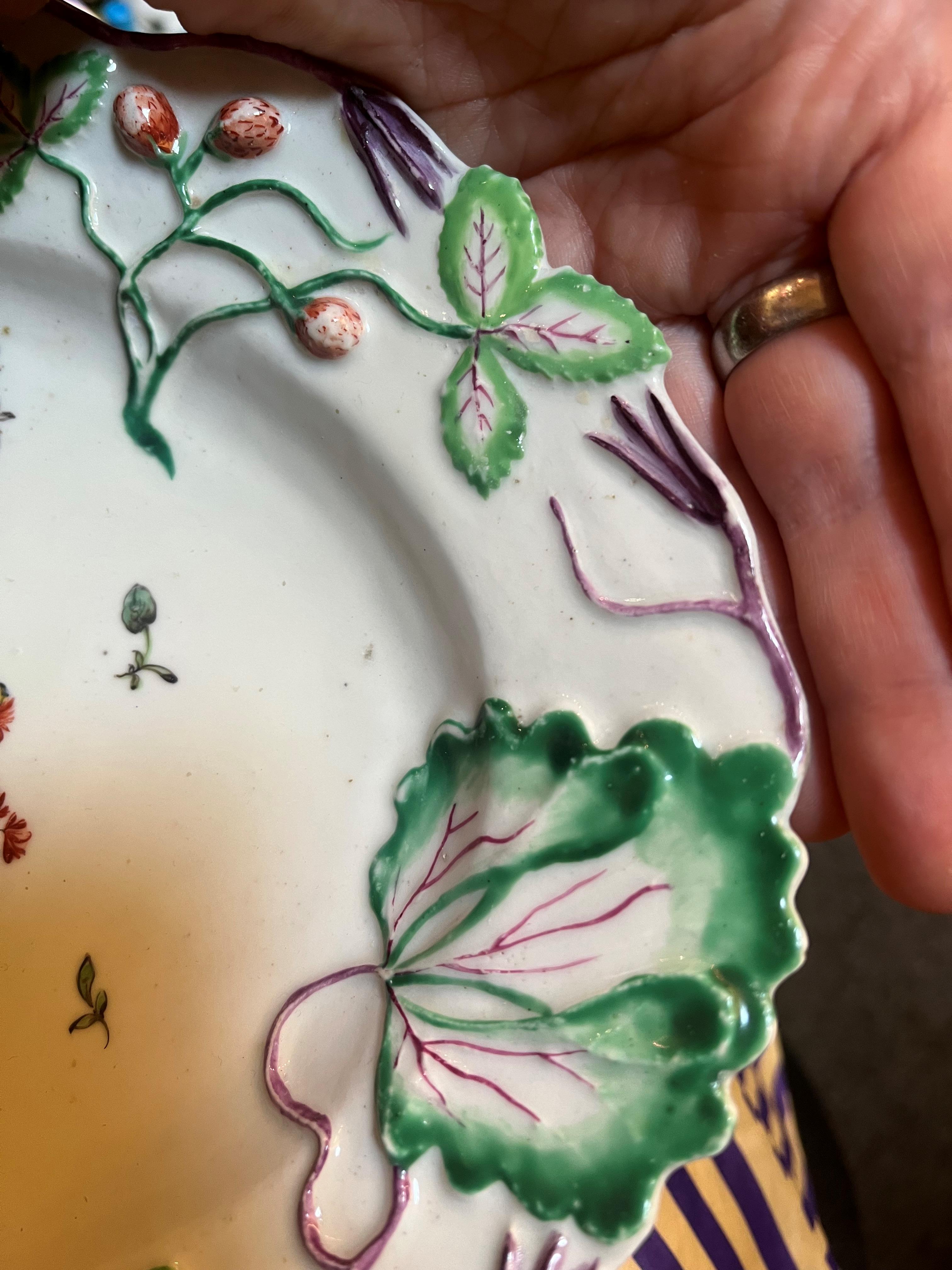 Lot 103 - A Longton Hall relief moulded porcelain dish