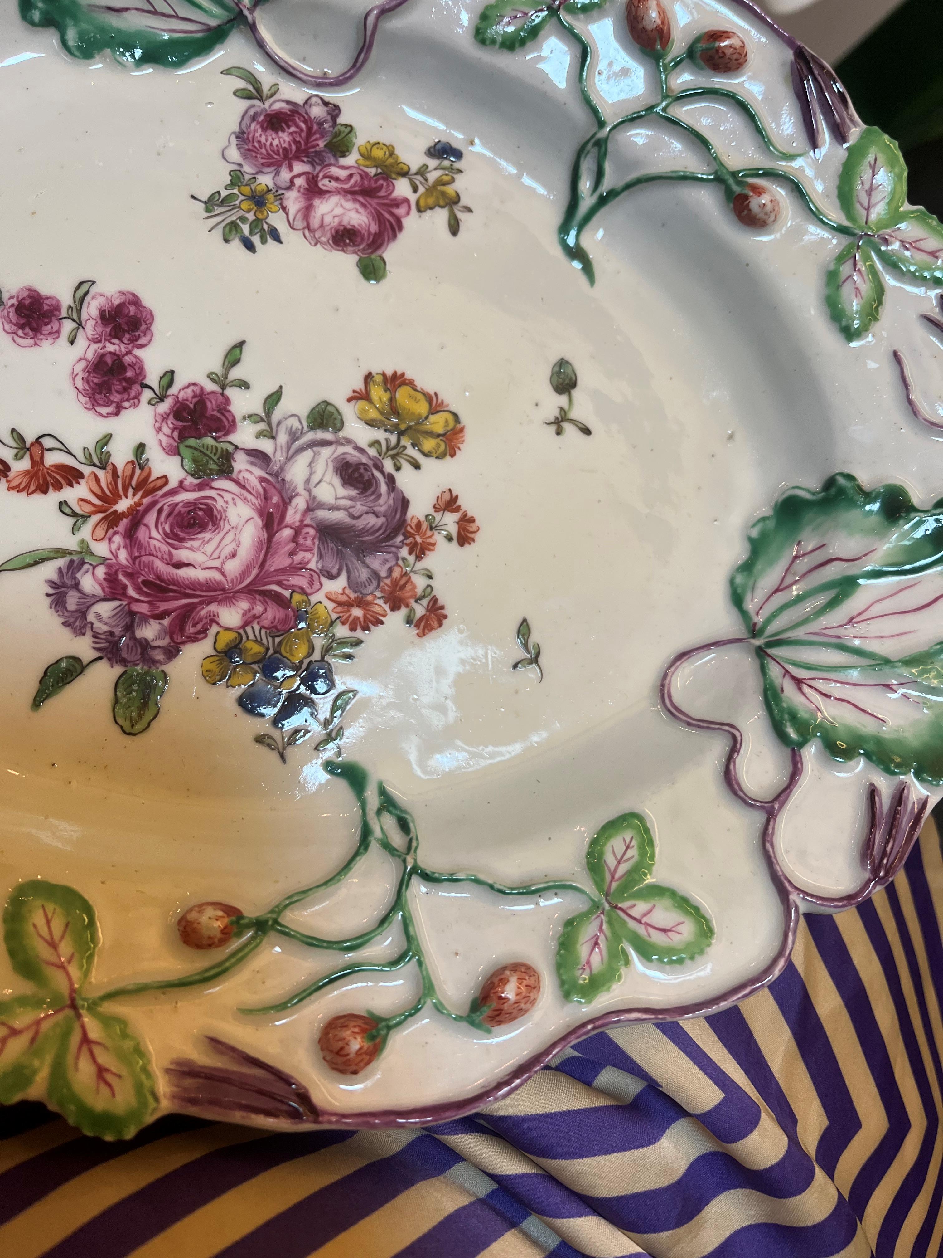 Lot 103 - A Longton Hall relief moulded porcelain dish