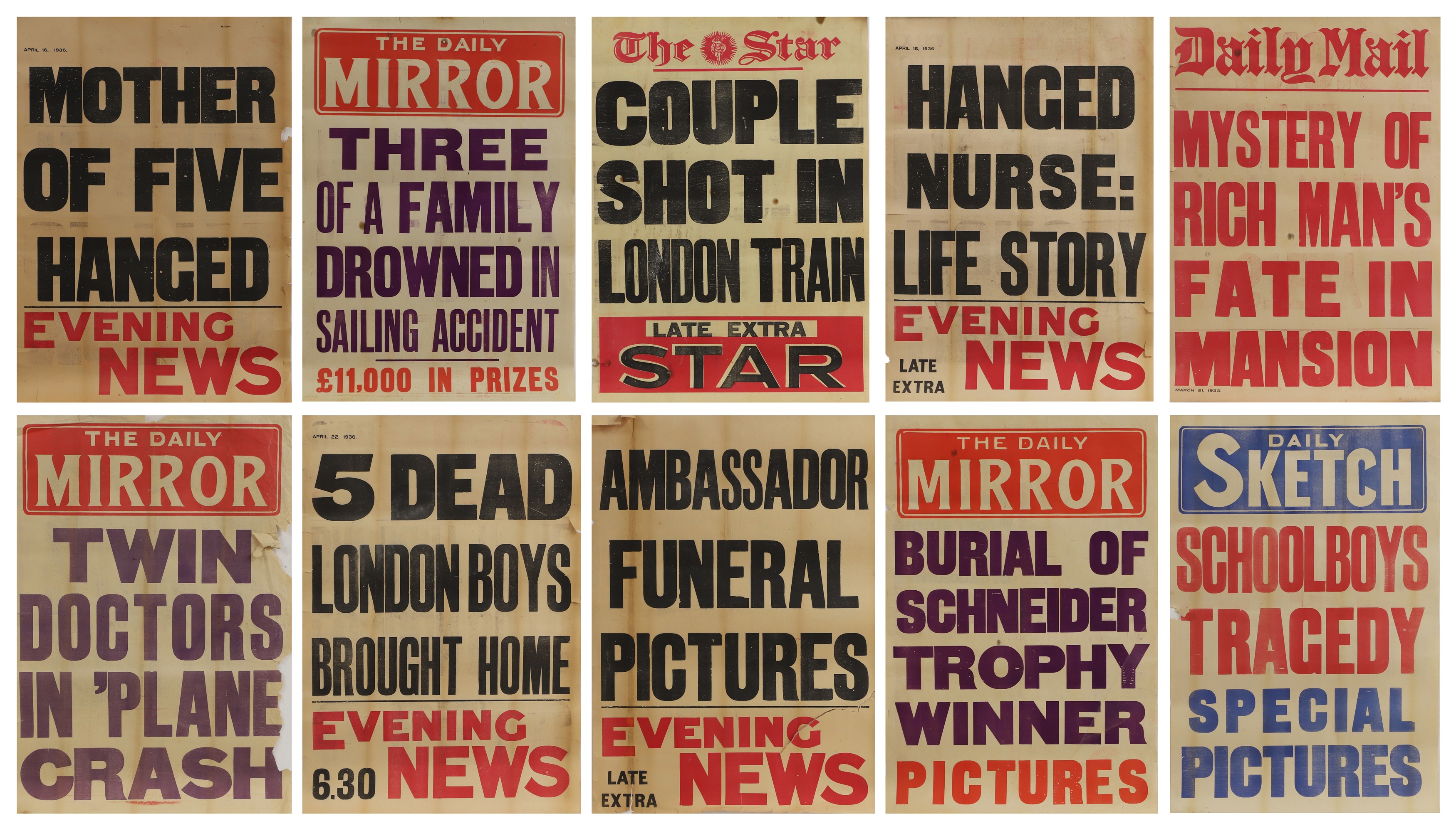 Lot 330 - A collection of ten large news stand posters,