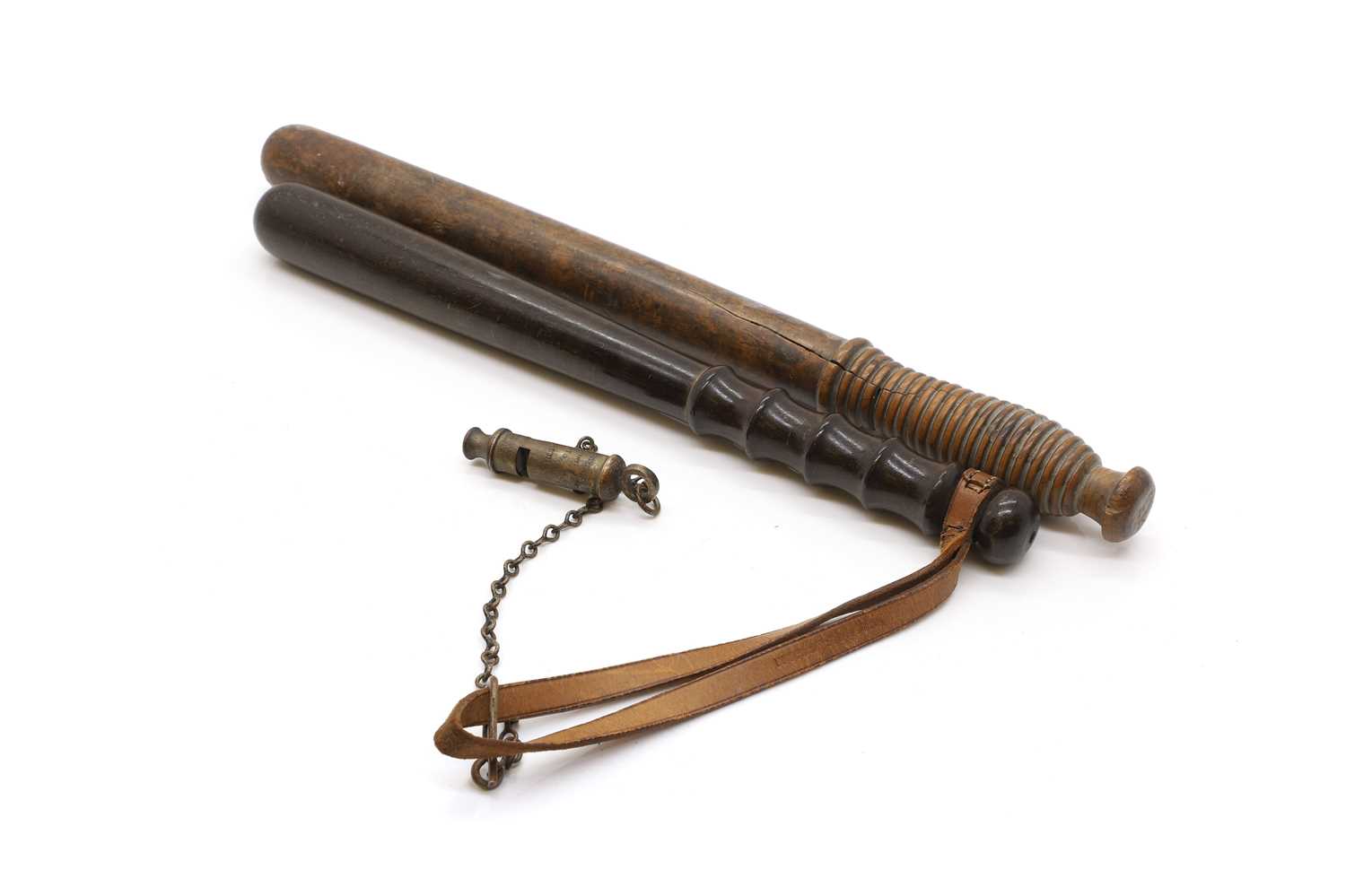 Lot 221 - Two Victorian police truncheons,