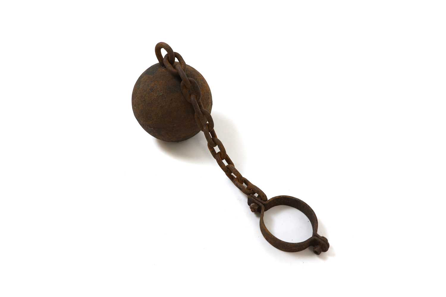 Lot 364 - A cast iron ball and chain,
