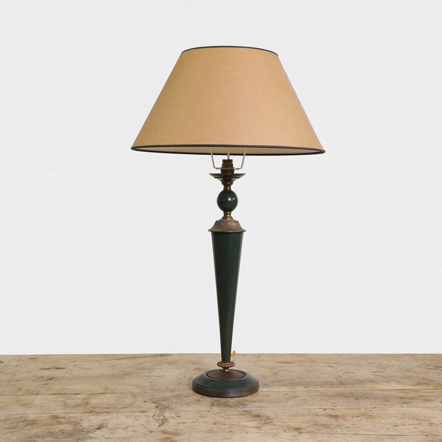 Lot 223 - A painted and brass-mounted table lamp,