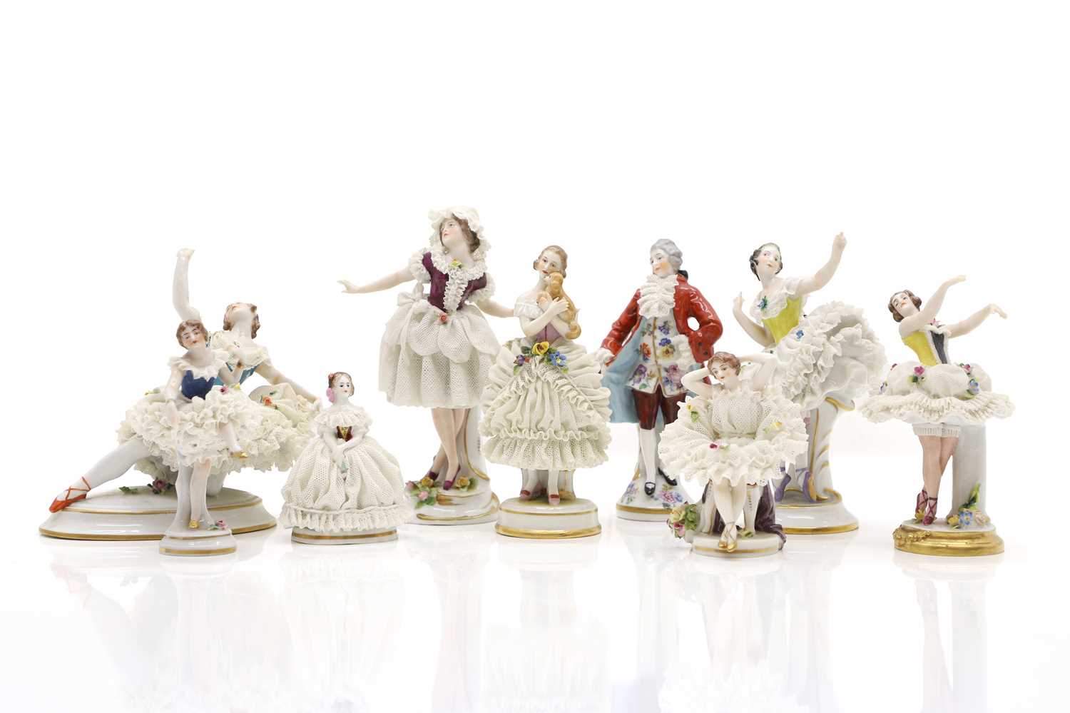 Lot 131 - A group of seven German porcelain figures,