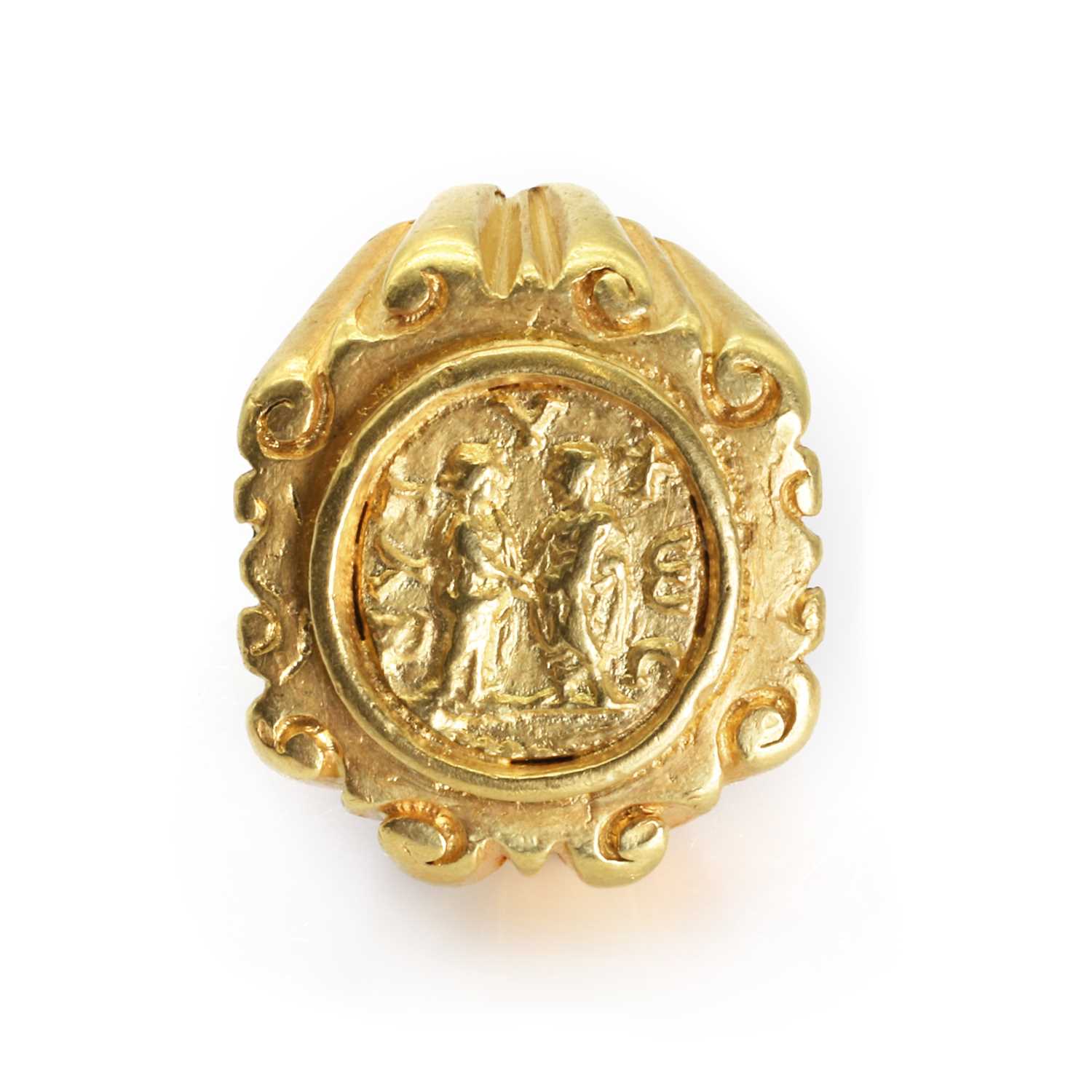 Lot 303 - A gold coin ring or tie clip,
