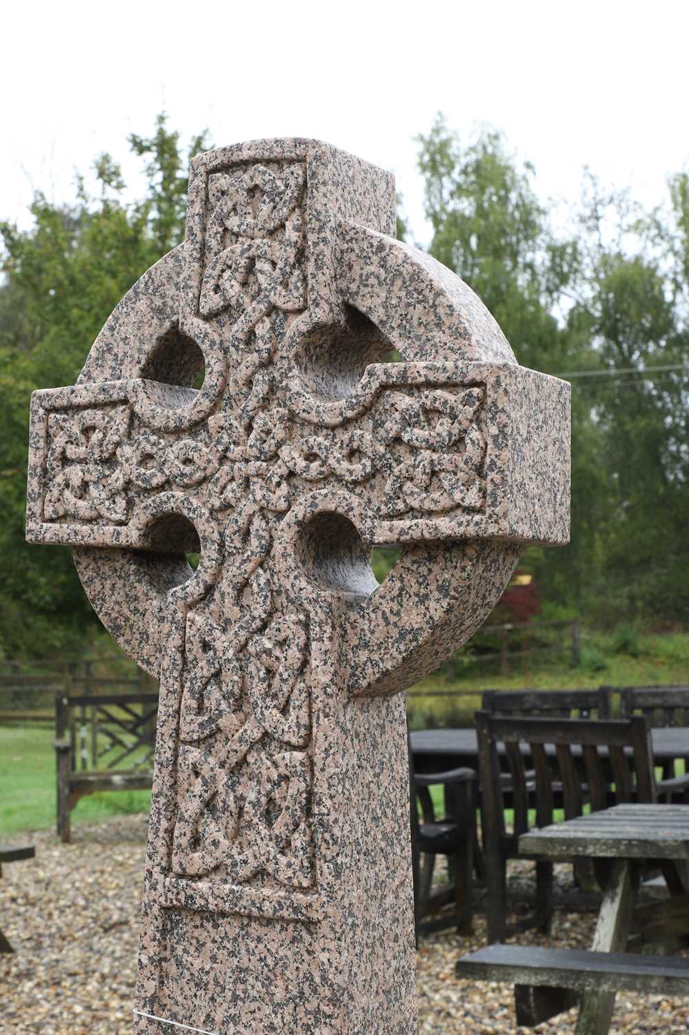 Lot 43 - A pink granite Celtic cross,