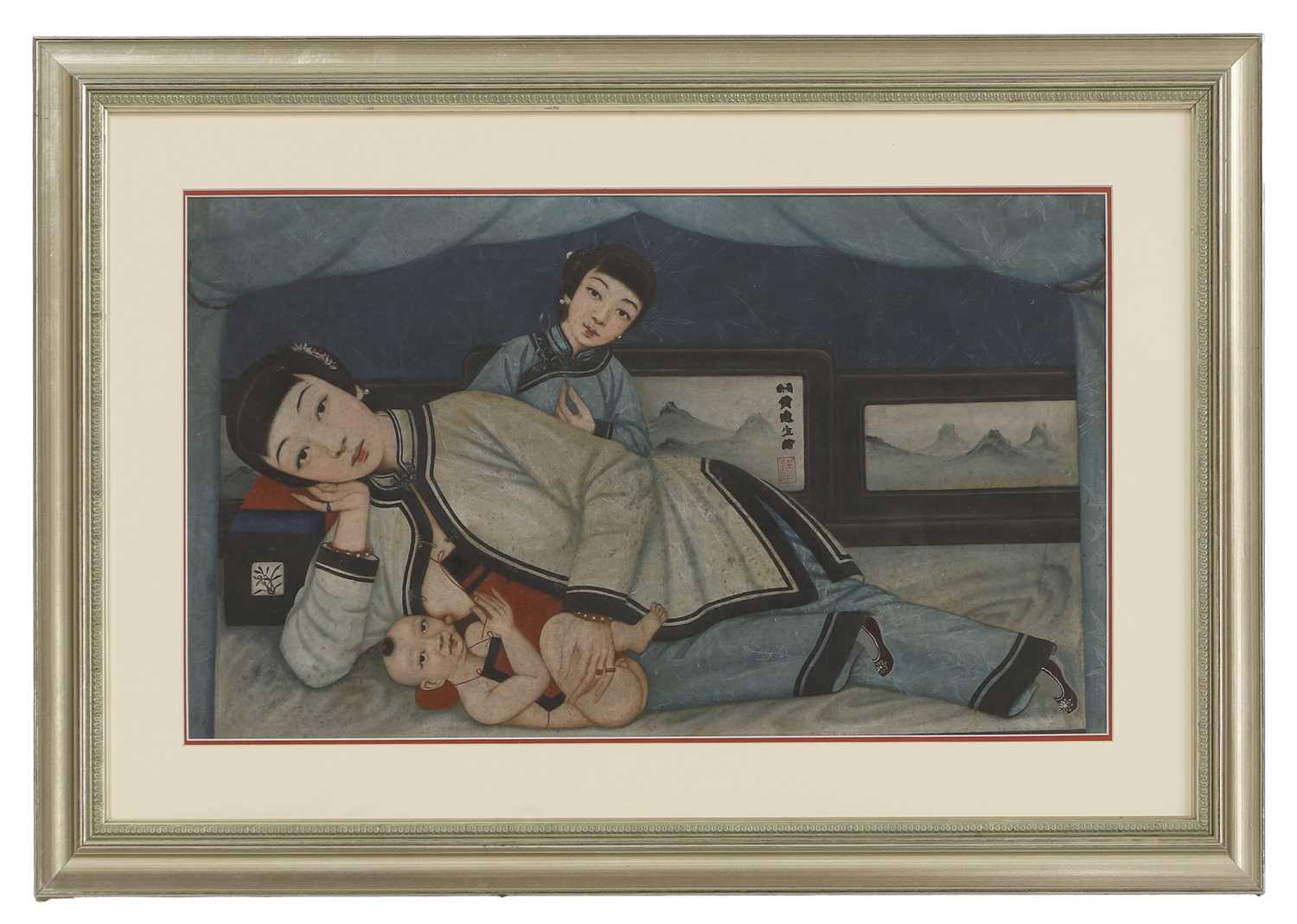 Lot 120 - A Chinese oil painting,