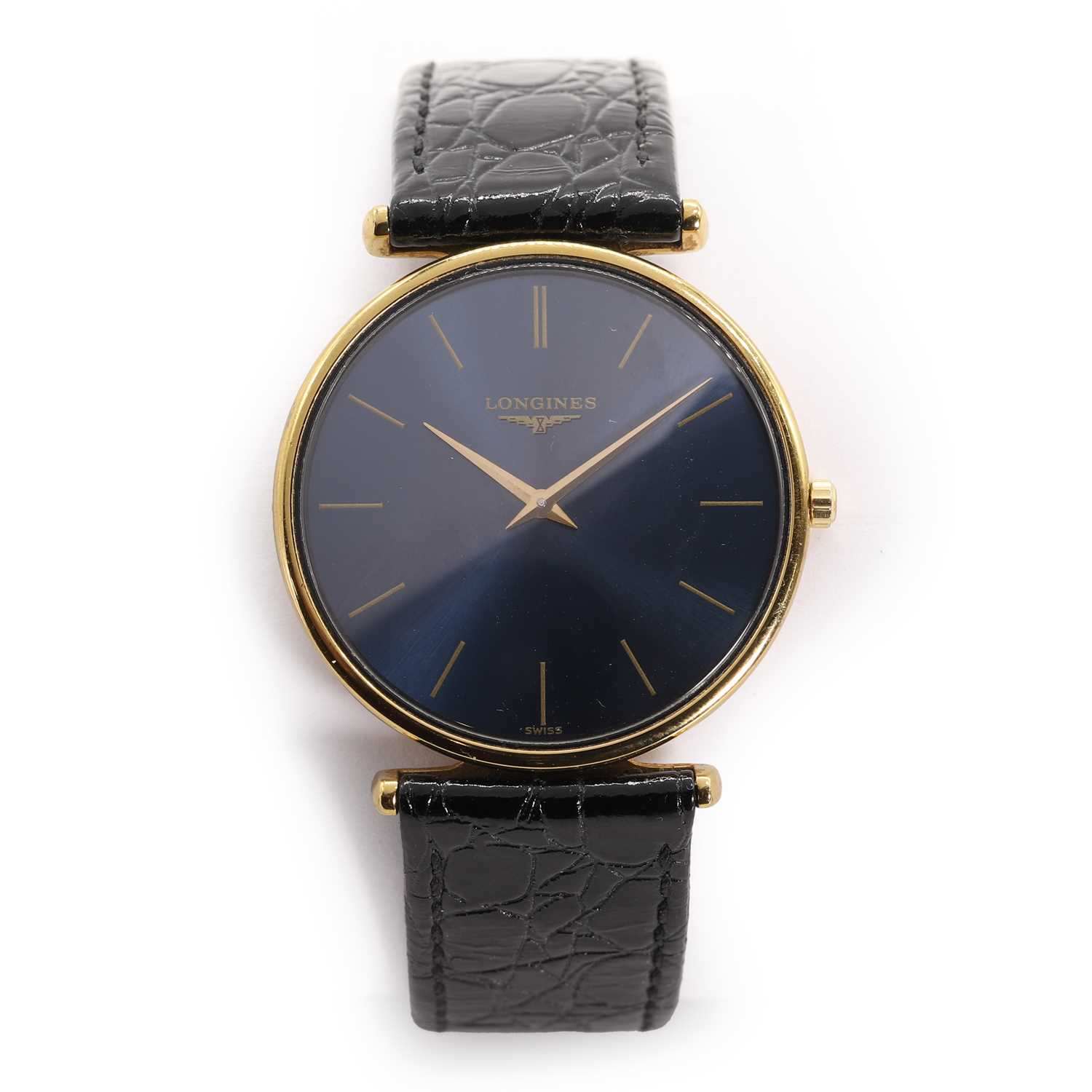 Lot 1477 - A gentleman's gold plated Longines quartz
