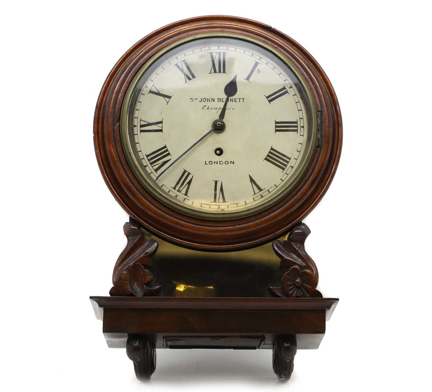 Lot 398 - A Victorian mahogany drop dial wall clock,
