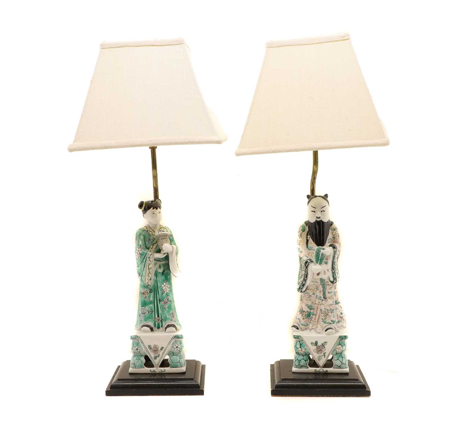 Lot 79 - A pair of Chinese table lamps,