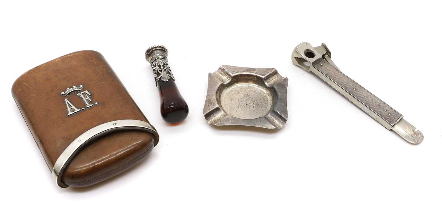 Lot 66 - A silver mounted leather cigar sleeve,