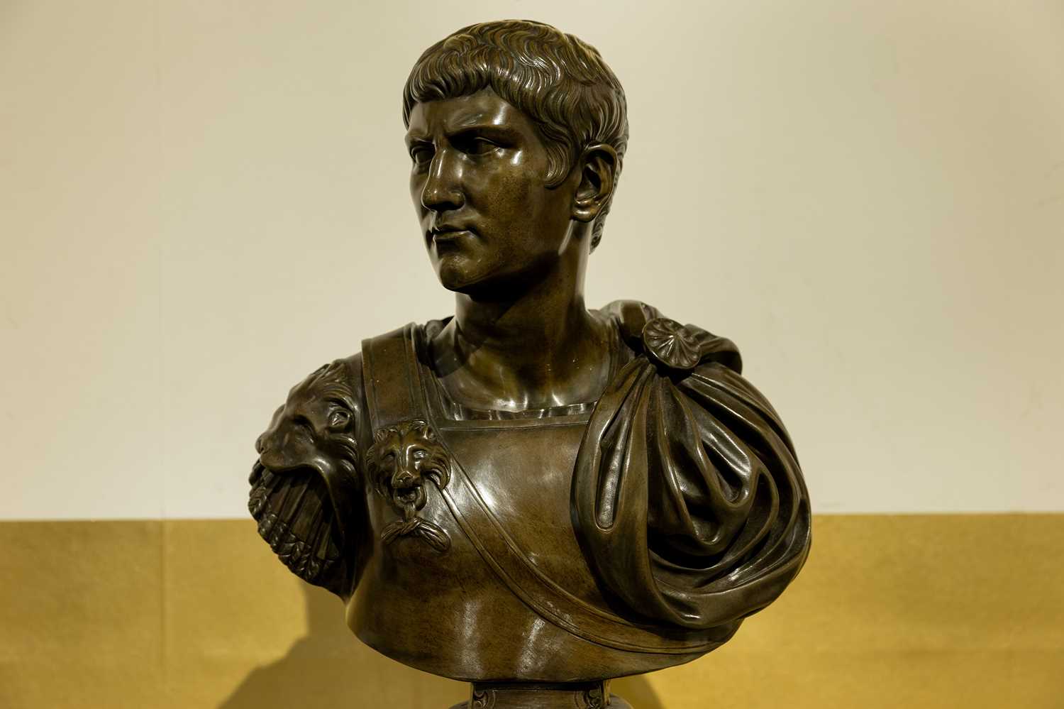 Lot 359 - A grand tour bronze bust of Augustus,