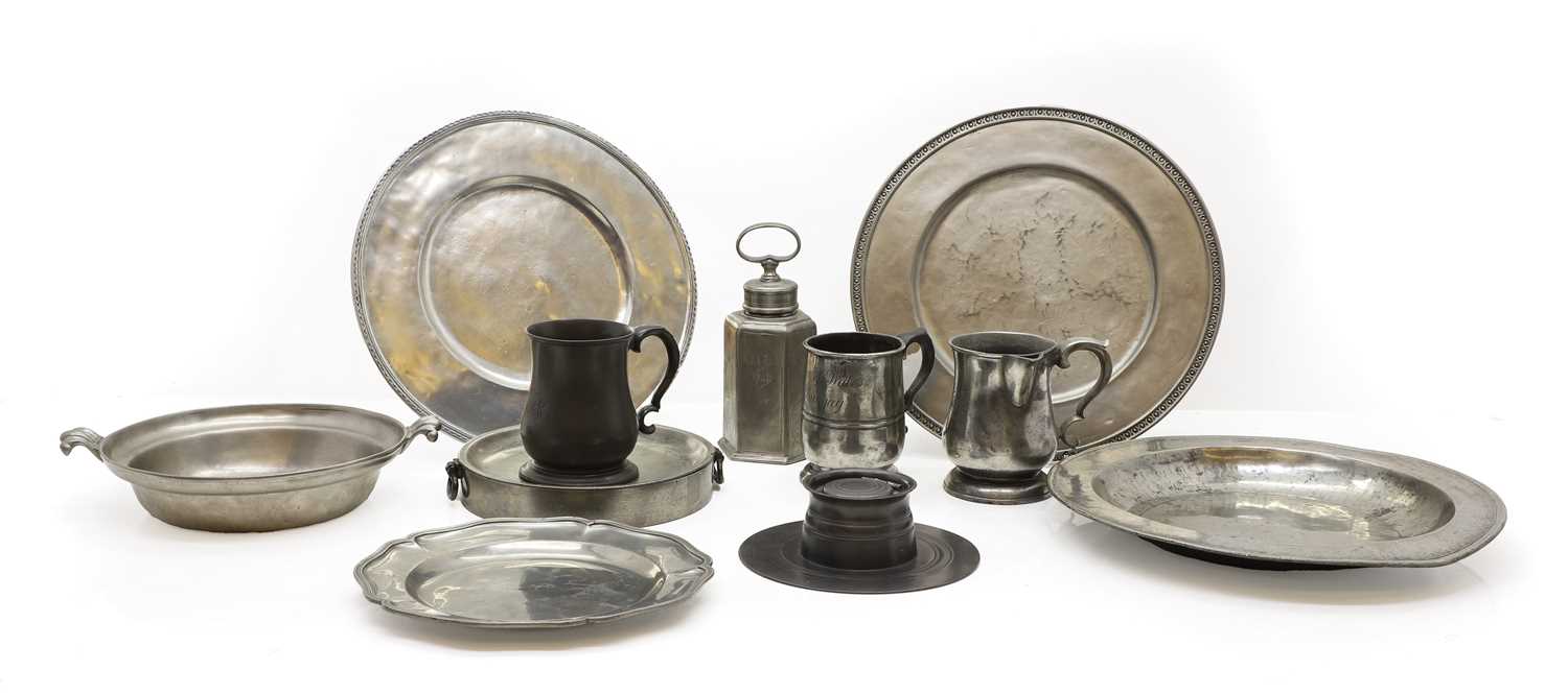Lot 375 - A collection of pewter,