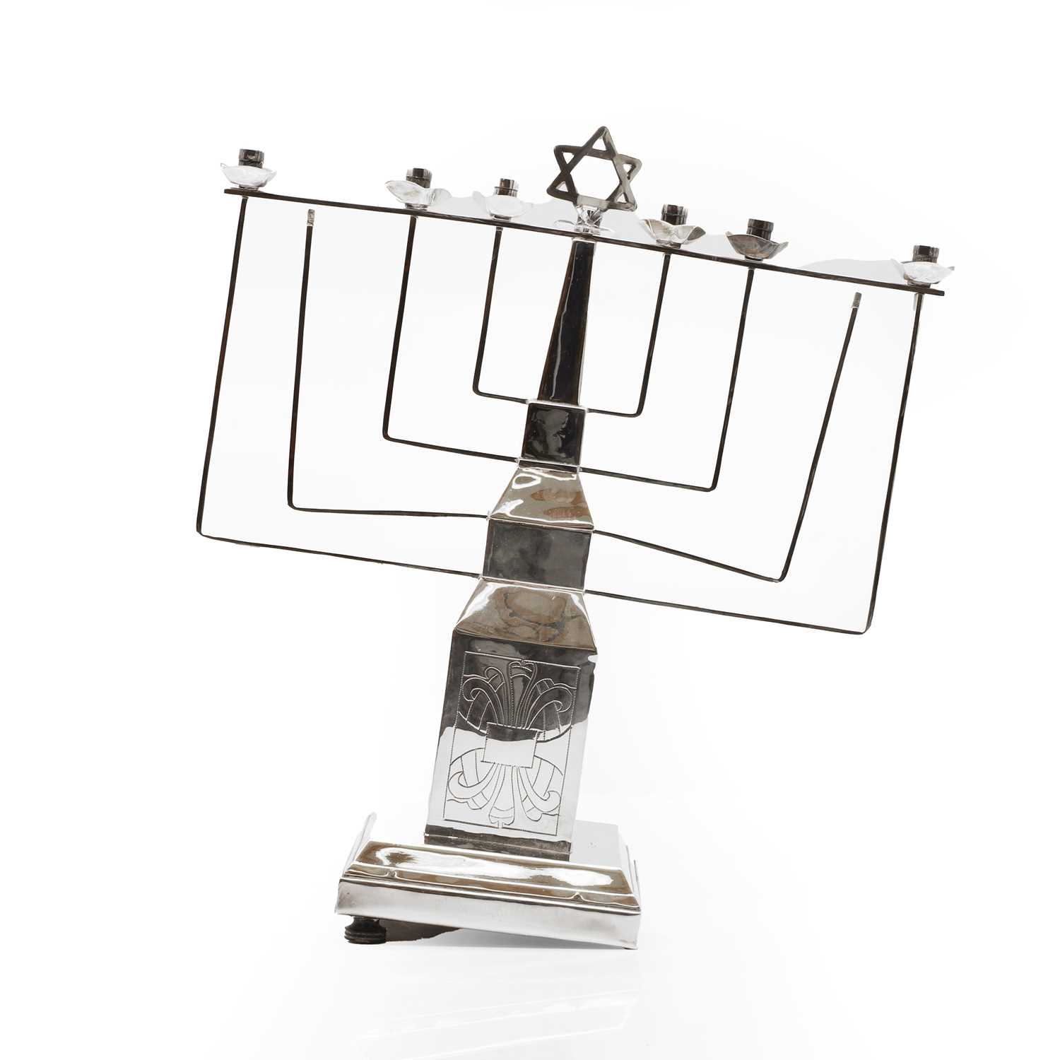 Lot 33 - A musical silver menorah,