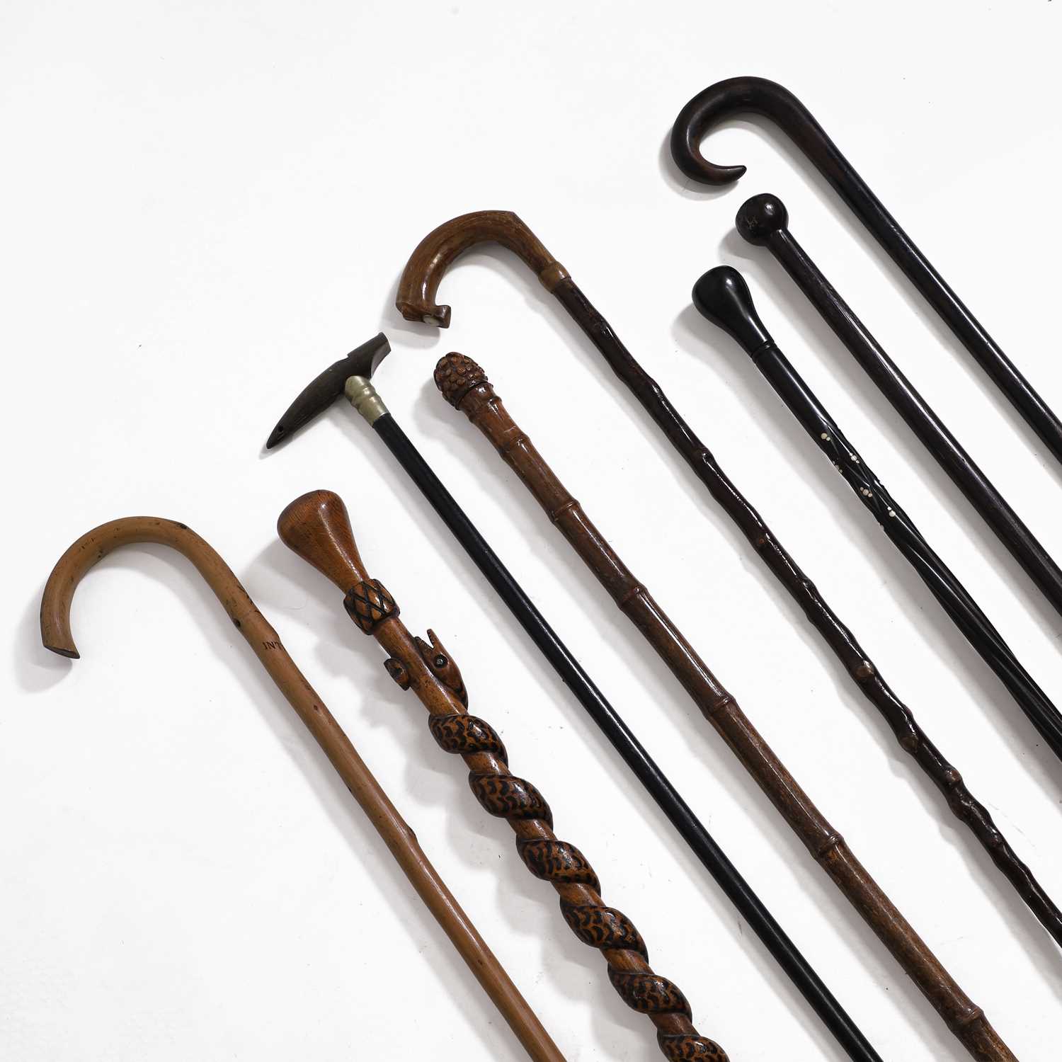 Lot 238 - Eight walking sticks,