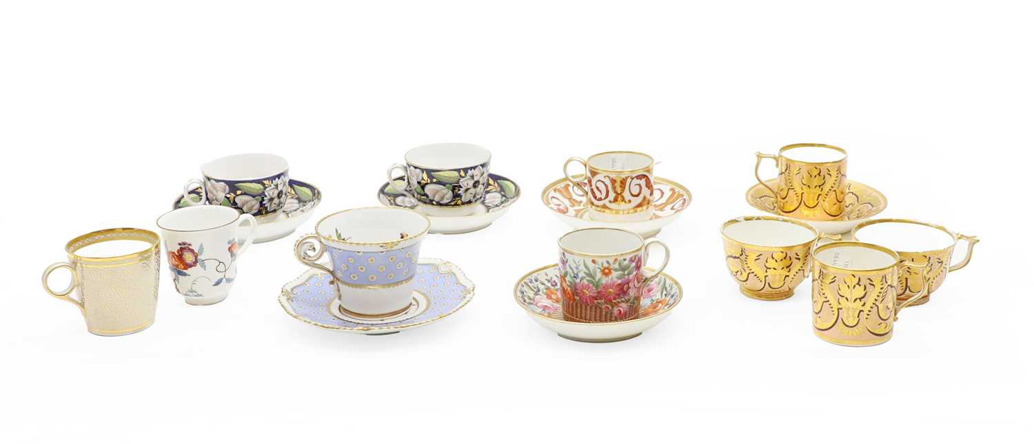 Lot 255 - Ten porcelain teacups, a pottery cup and