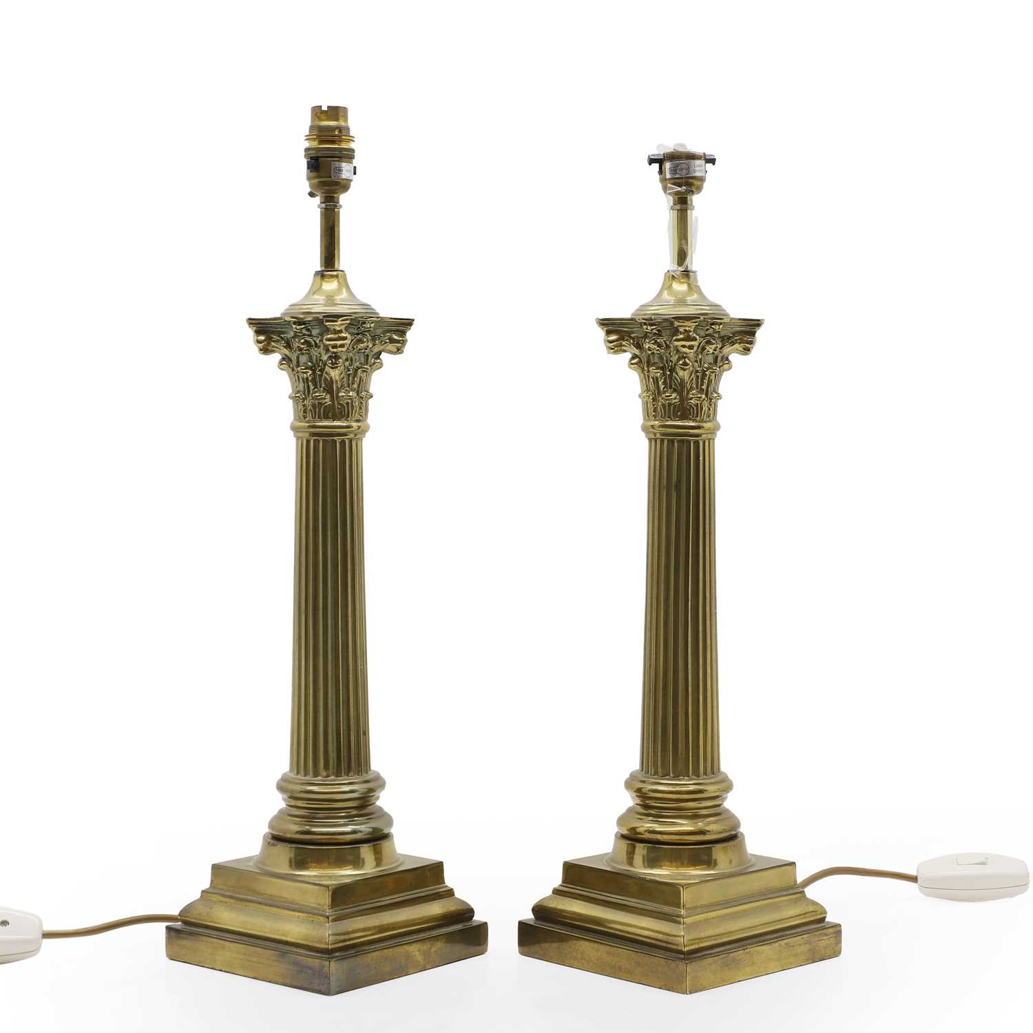 Lot 394 - Two large brass Corinthian column table