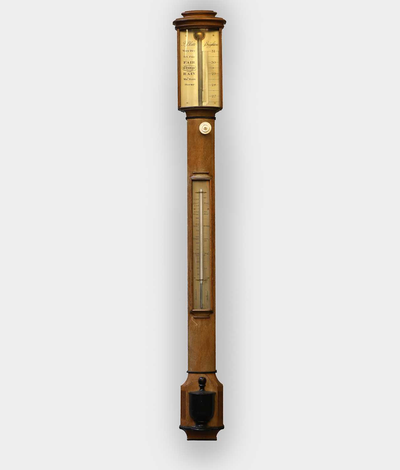Lot 413 - A Mahogany stick barometer by I. Blatt,