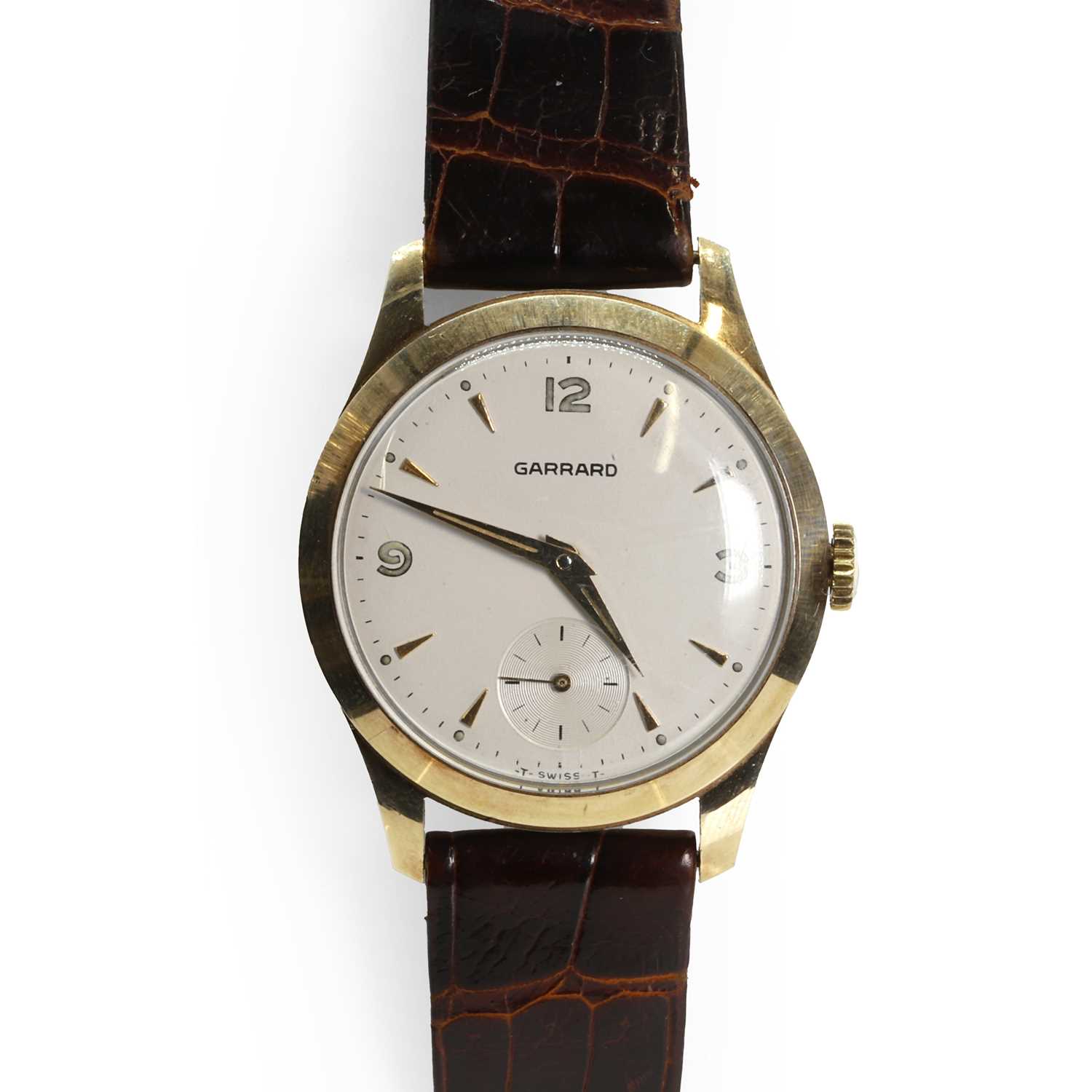 Lot 428 - A gentlemen's 9ct gold mechanical strap