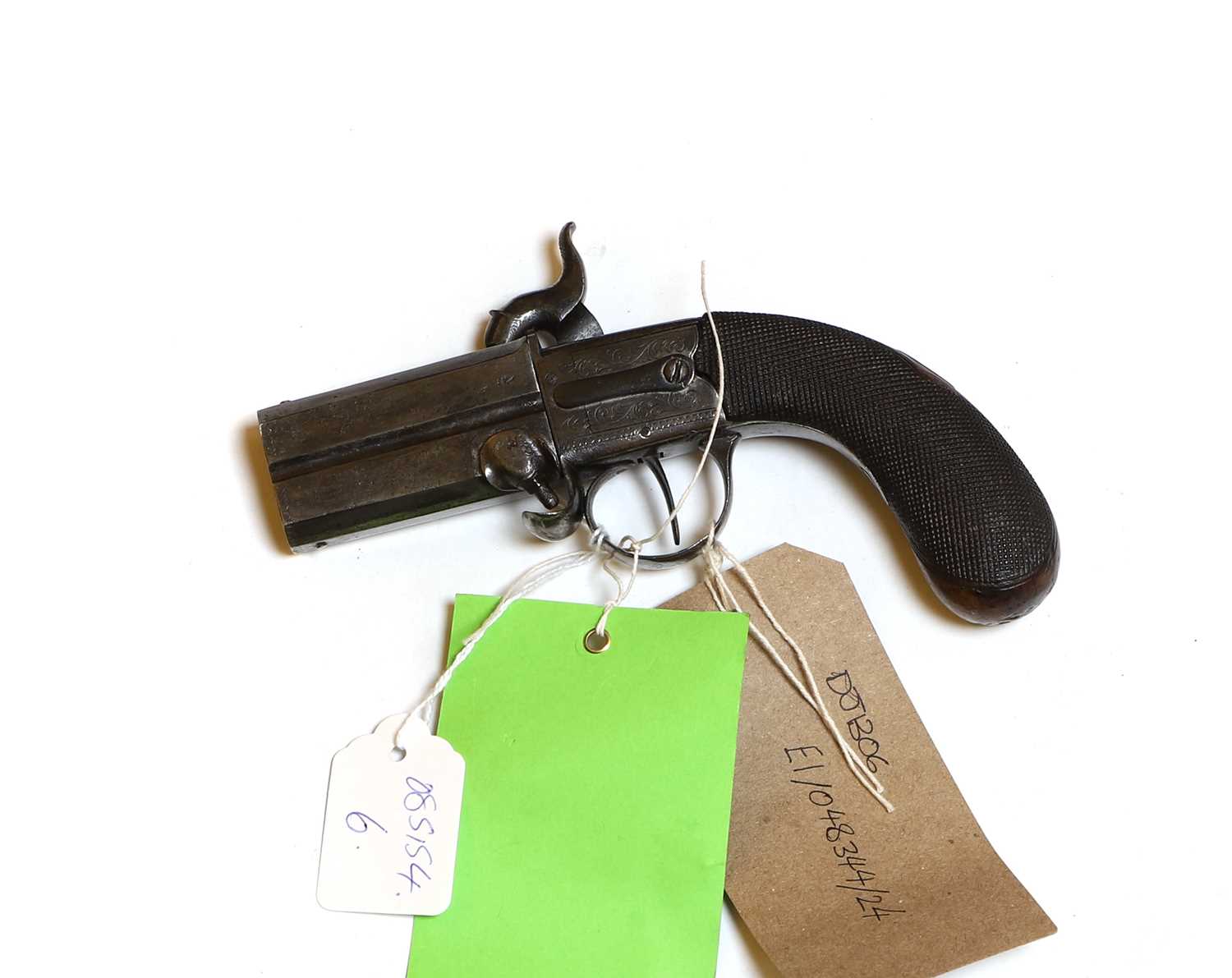Lot 164 - A percussion over and under turnover pistol
