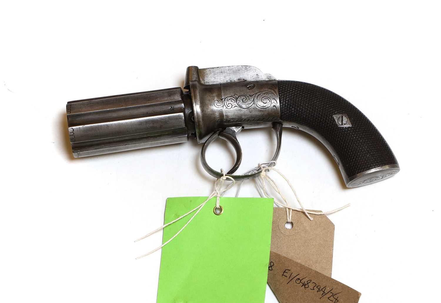 Lot 157 - A pepperbox percussion six shot revolver