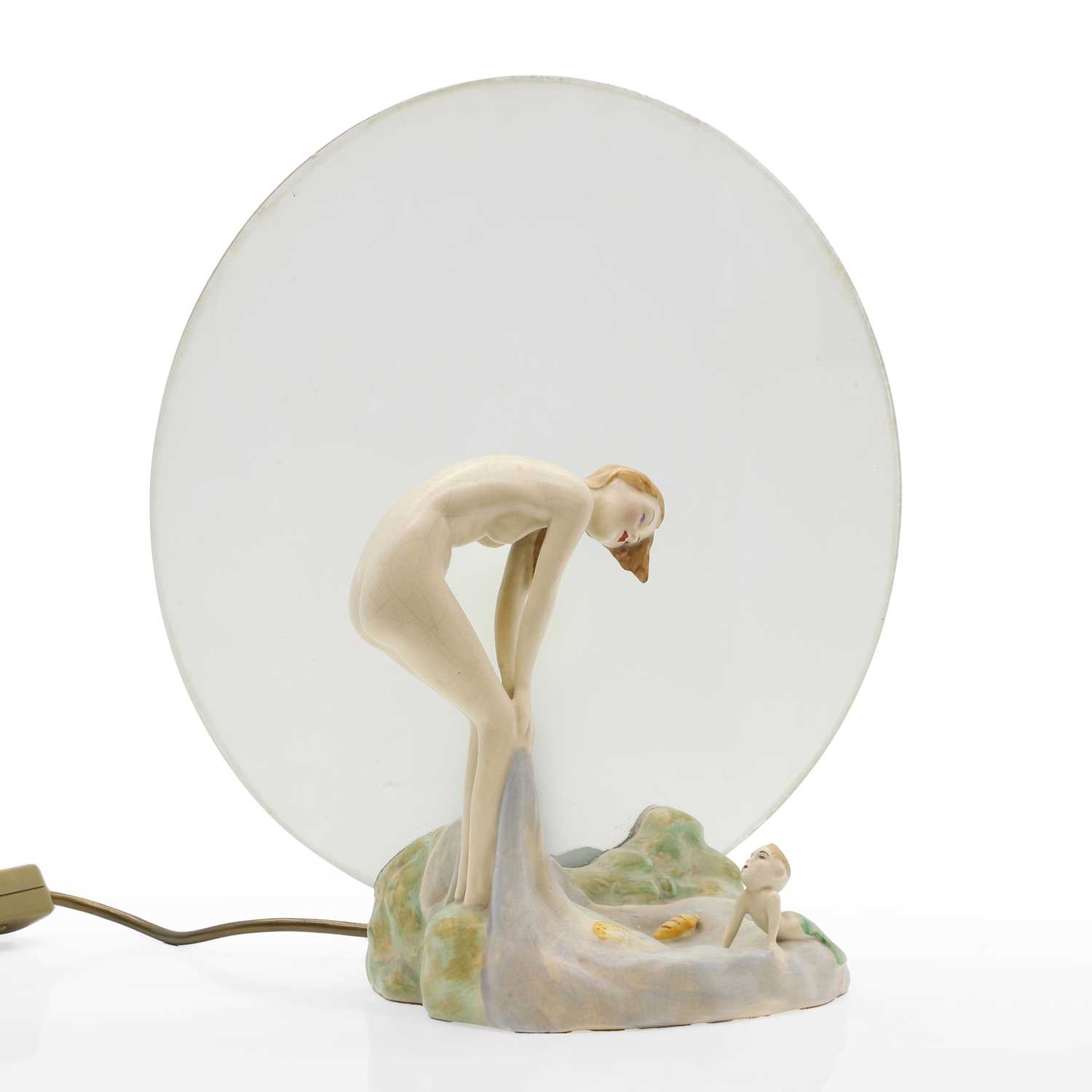 Lot 309 - A Crown Devon pottery table lamp,
