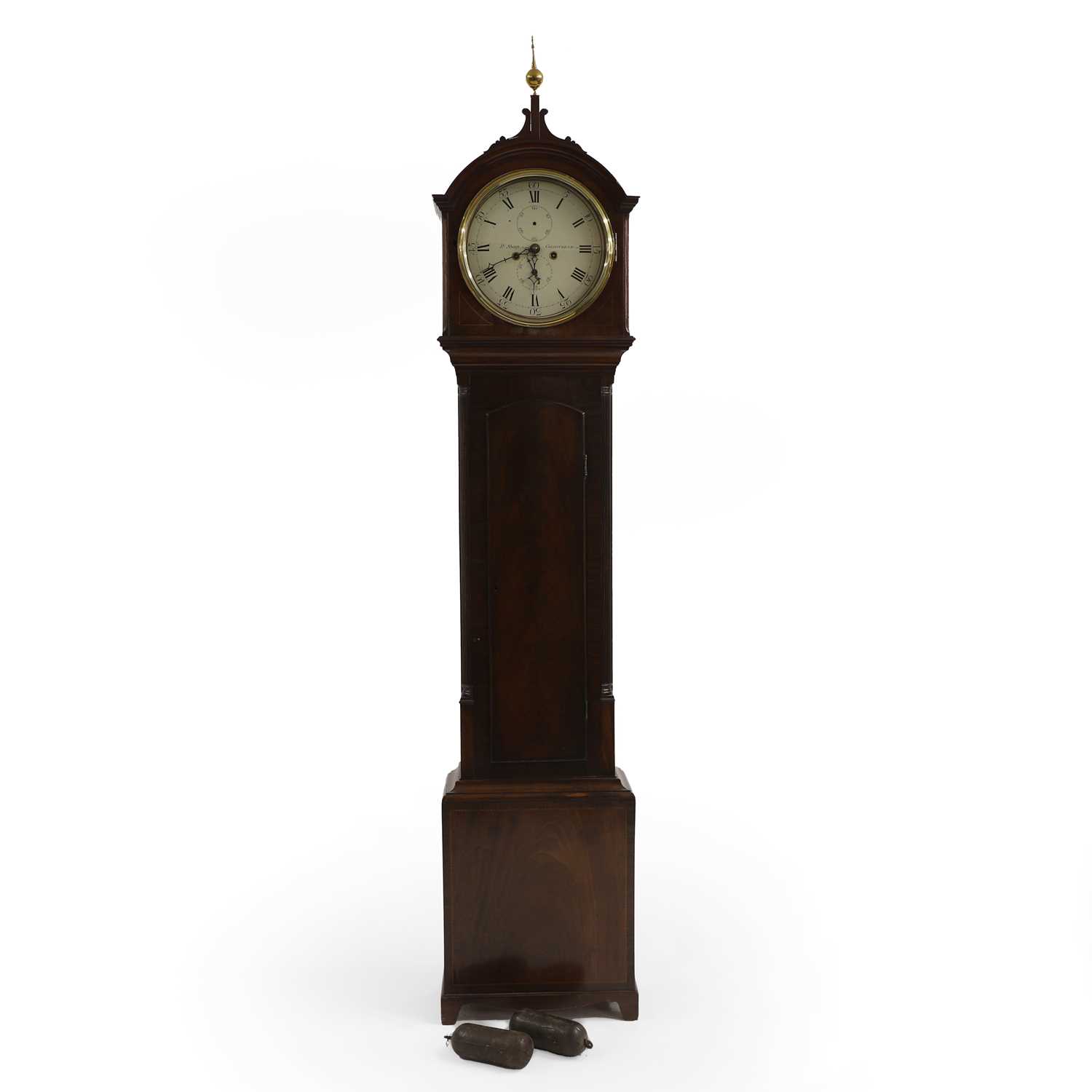 Lot 554 - A mahogany inlaid longcase clock by P Sharp,