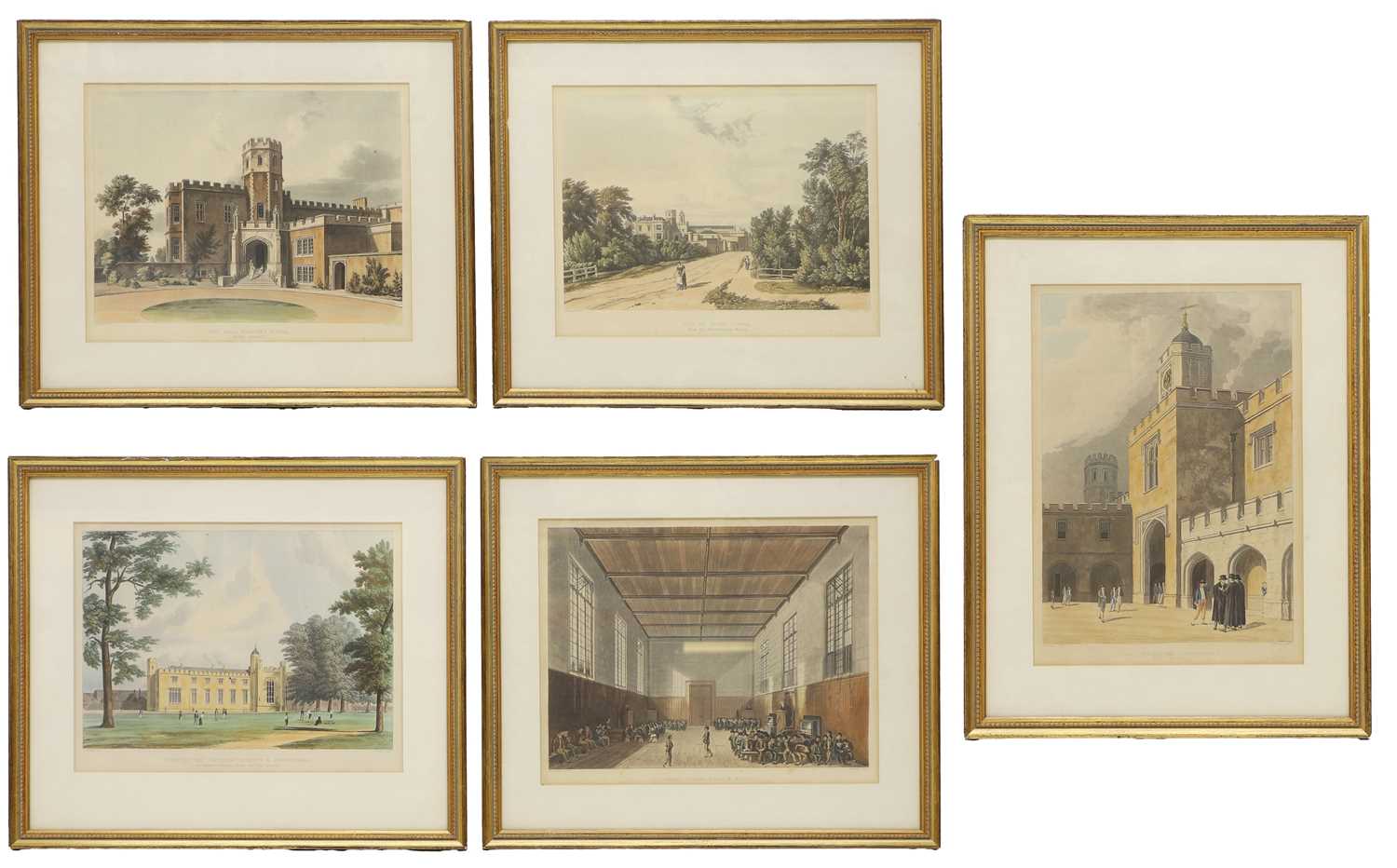 Lot 622 - A collection of five Rugby School prints,