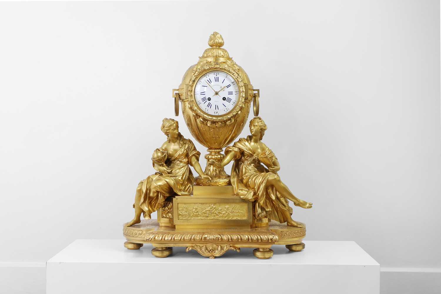 Lot 385 - A Louis XVI-style gilt-bronze mantel clock,