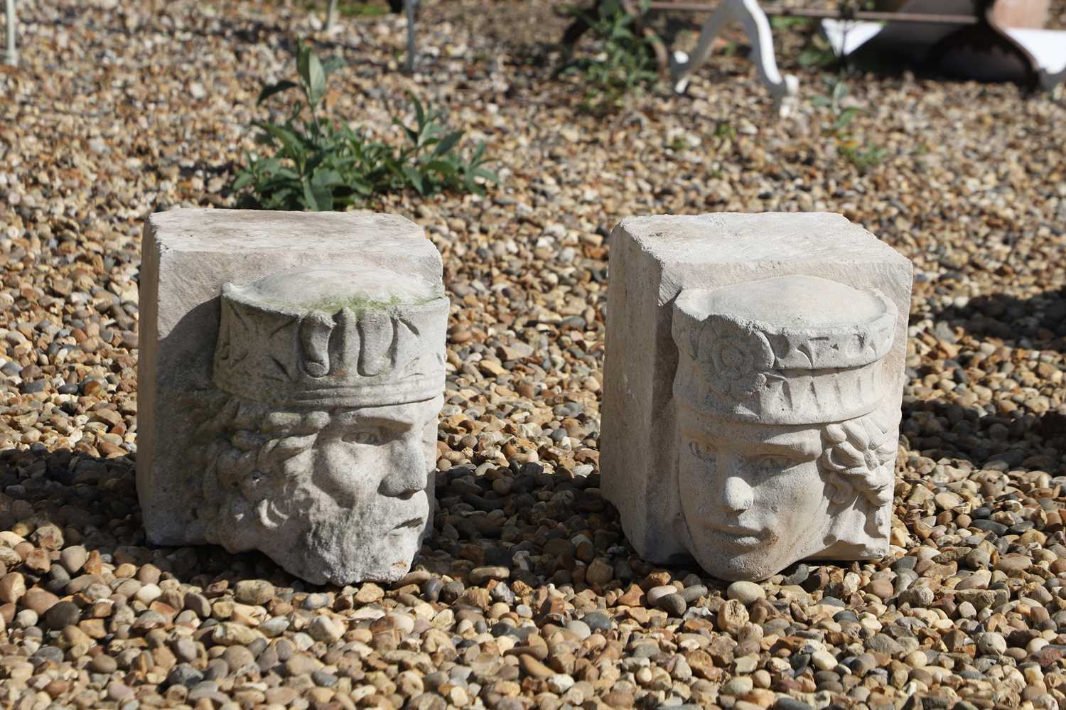 Lot 374 - A pair of cast stone corbels,