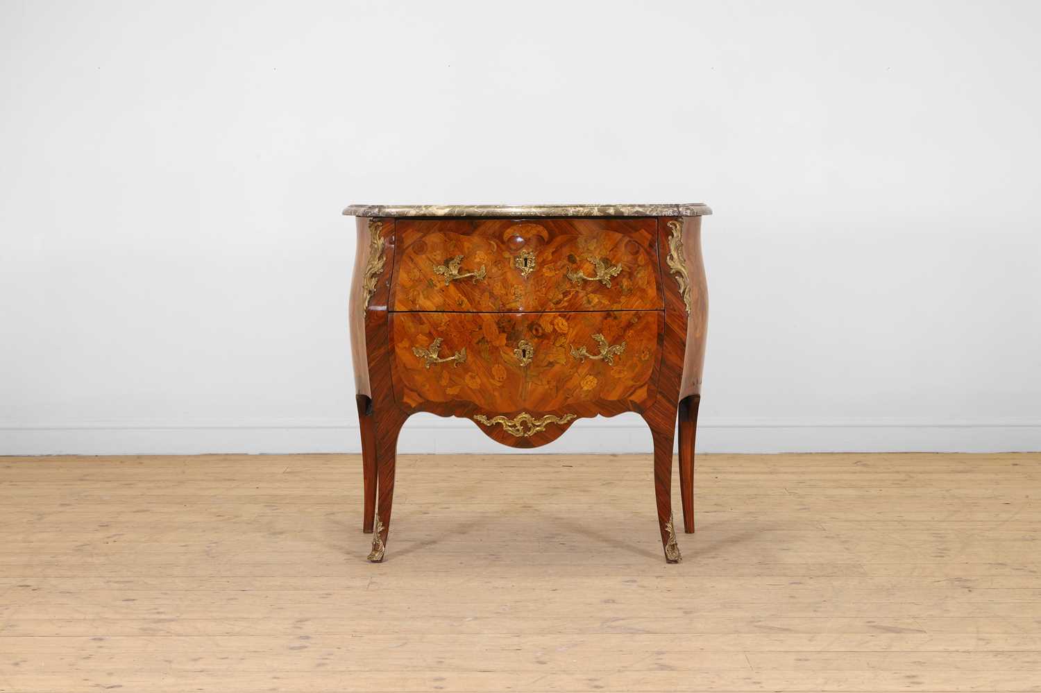 Lot 396 - A Louis XV kingwood, tulipwood and marquetry
