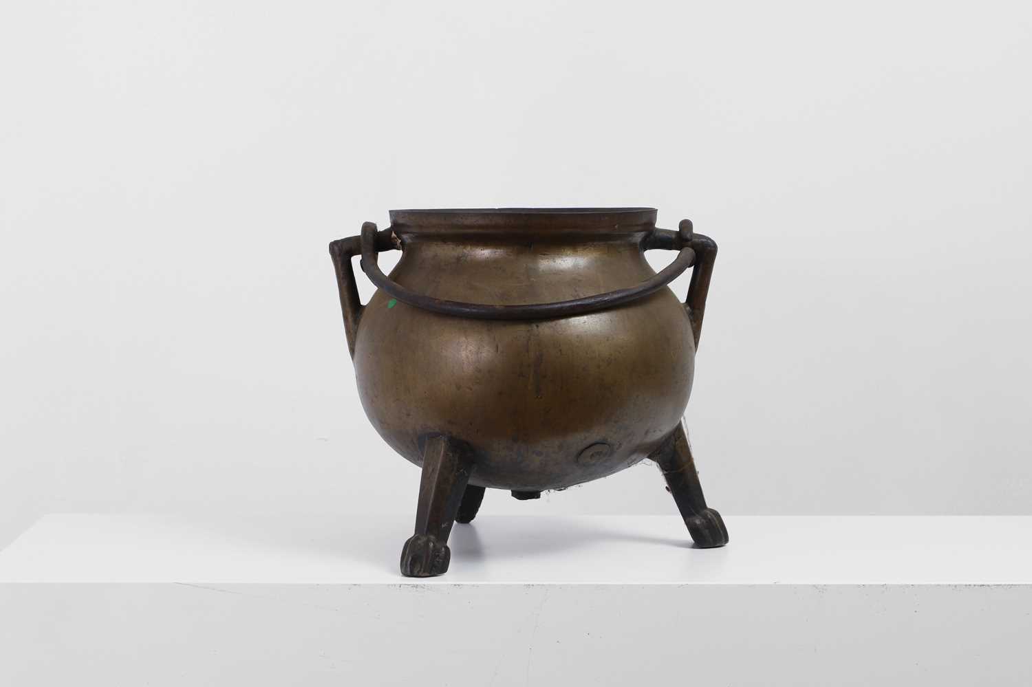 Lot 526 - A leaded bronze cauldron,