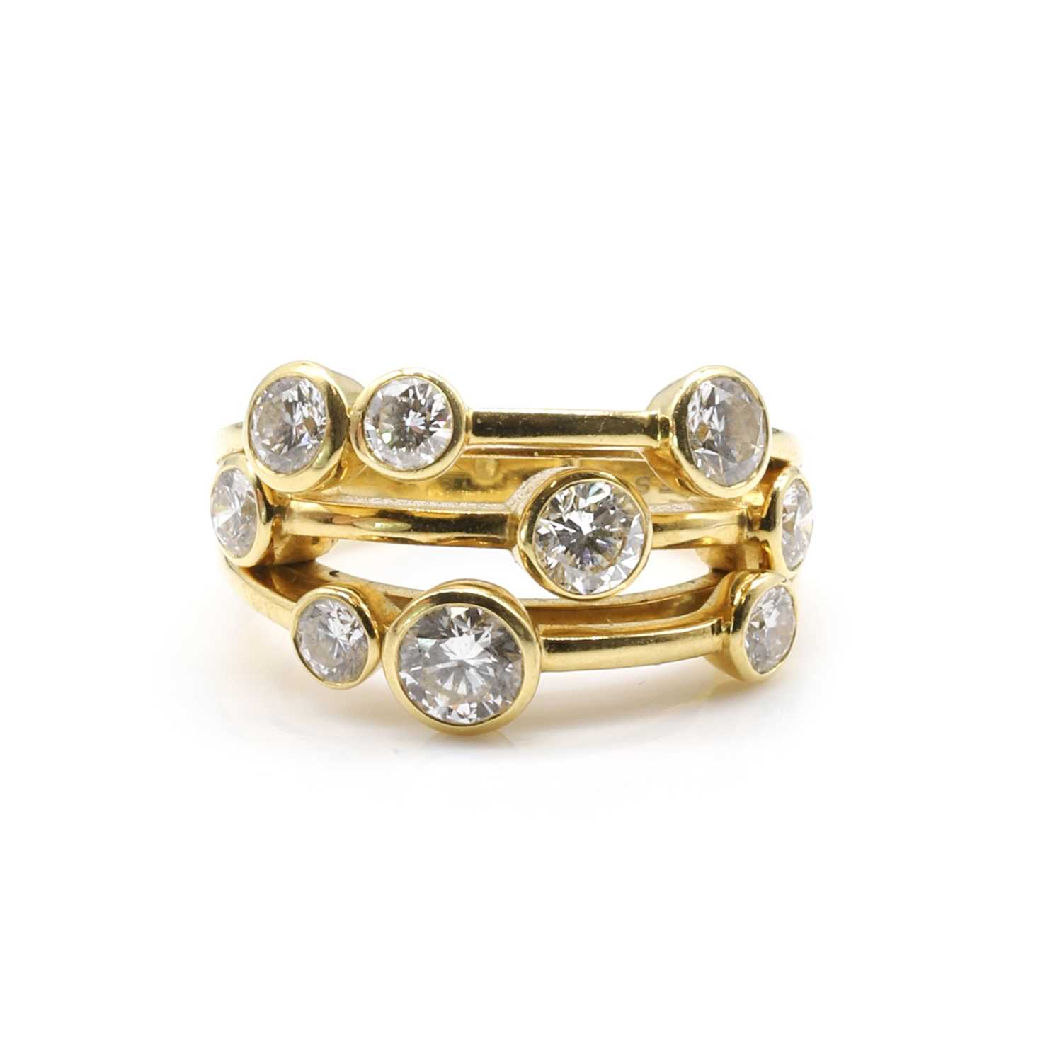 Lot 218 - An 18ct gold diamond Raindance ring, by